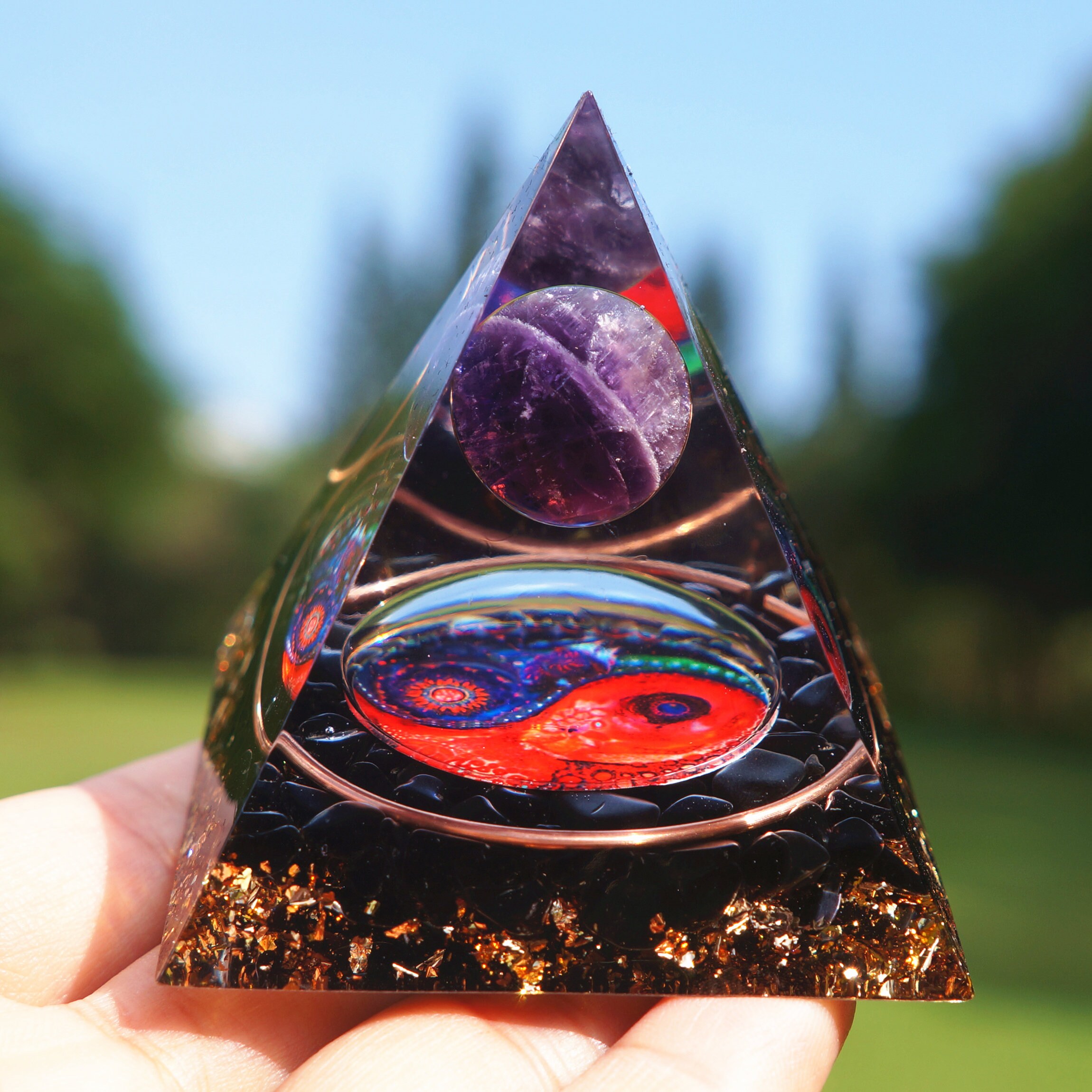 Galaxy Series Metaverse Vision Amethyst Sphere With Obsidian - Etsy
