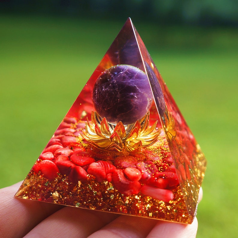 Flower of Life Amethyst Sphere Orgonite Pyramid Reiki Healing ...
