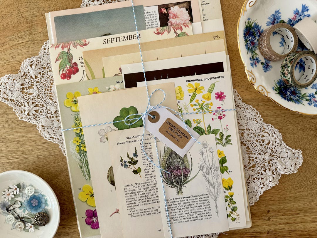 Vintage Botanical Book Pages – Paper Ephemera Pack for Junk Journals - Etsy