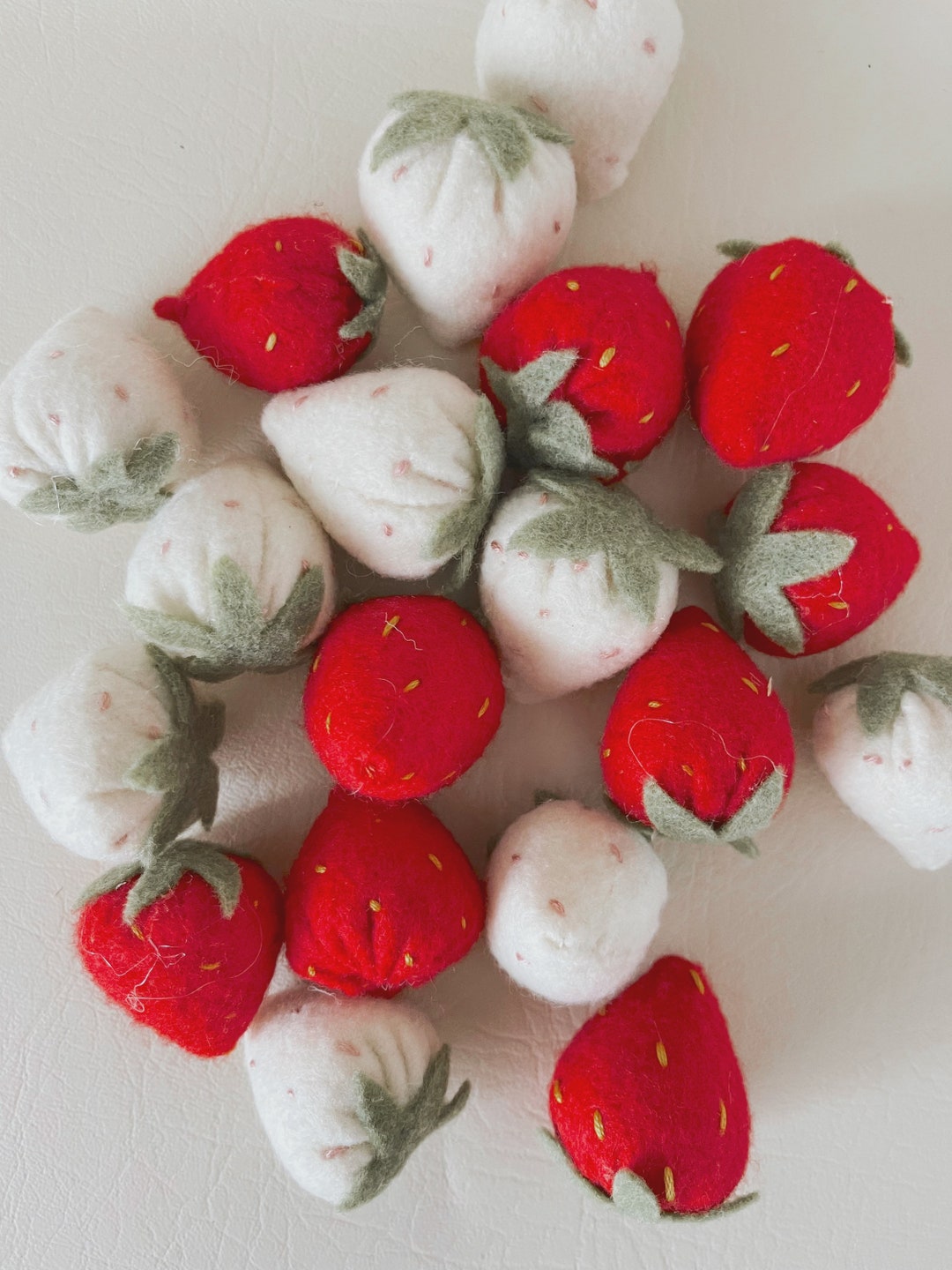 Felt Strawberries | Pretend Food | Play Kitchen - Etsy