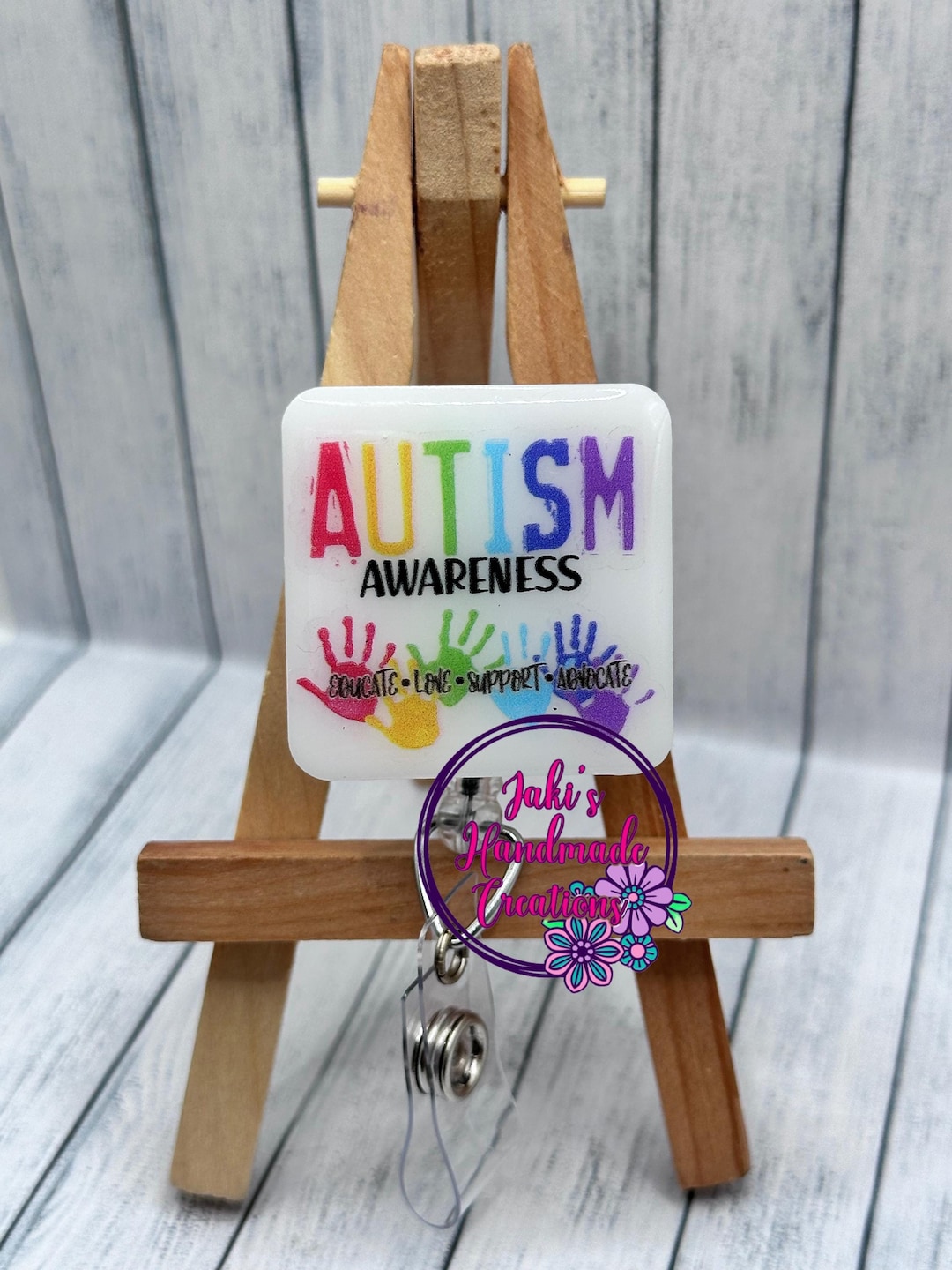 Rainbow Handprint Autism Awareness- Faceplate for Interchangeable Badge ...