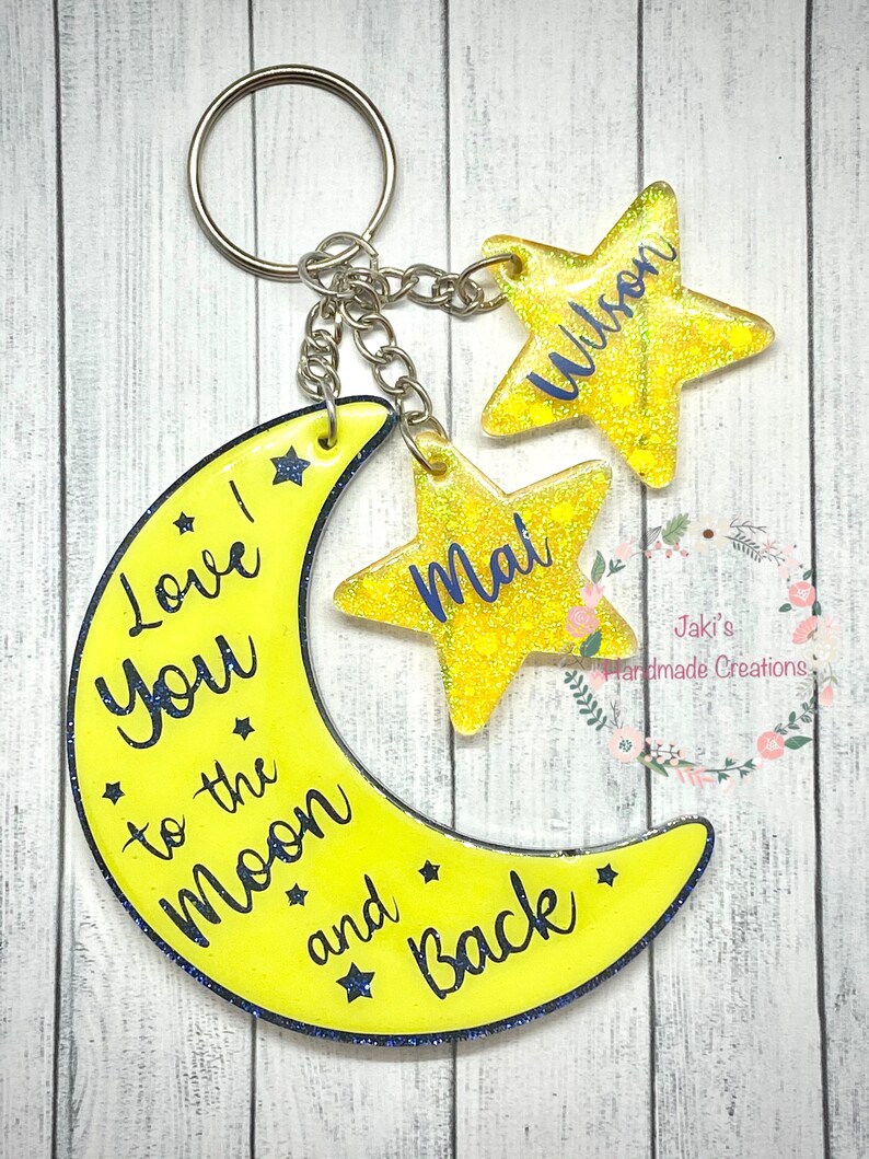 I Love You to the Moon and Back Mother's Day Glitter Keychain Set With ...