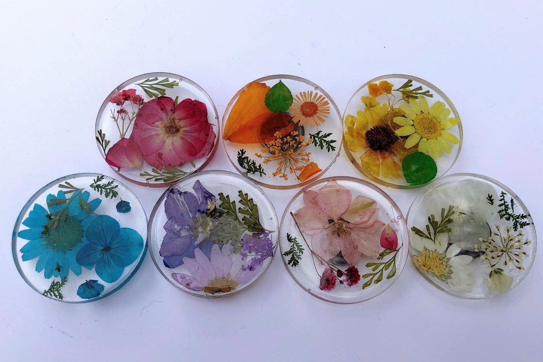 Pressed Flower Magnet Set | Set of 4: Handmade Resin Floral Accessories ...