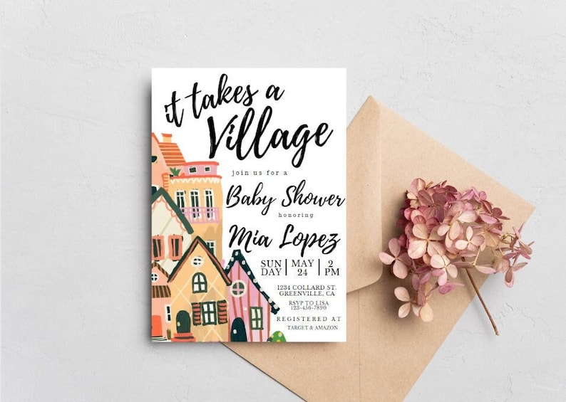 It Takes A Village Baby Shower Invitation - Etsy