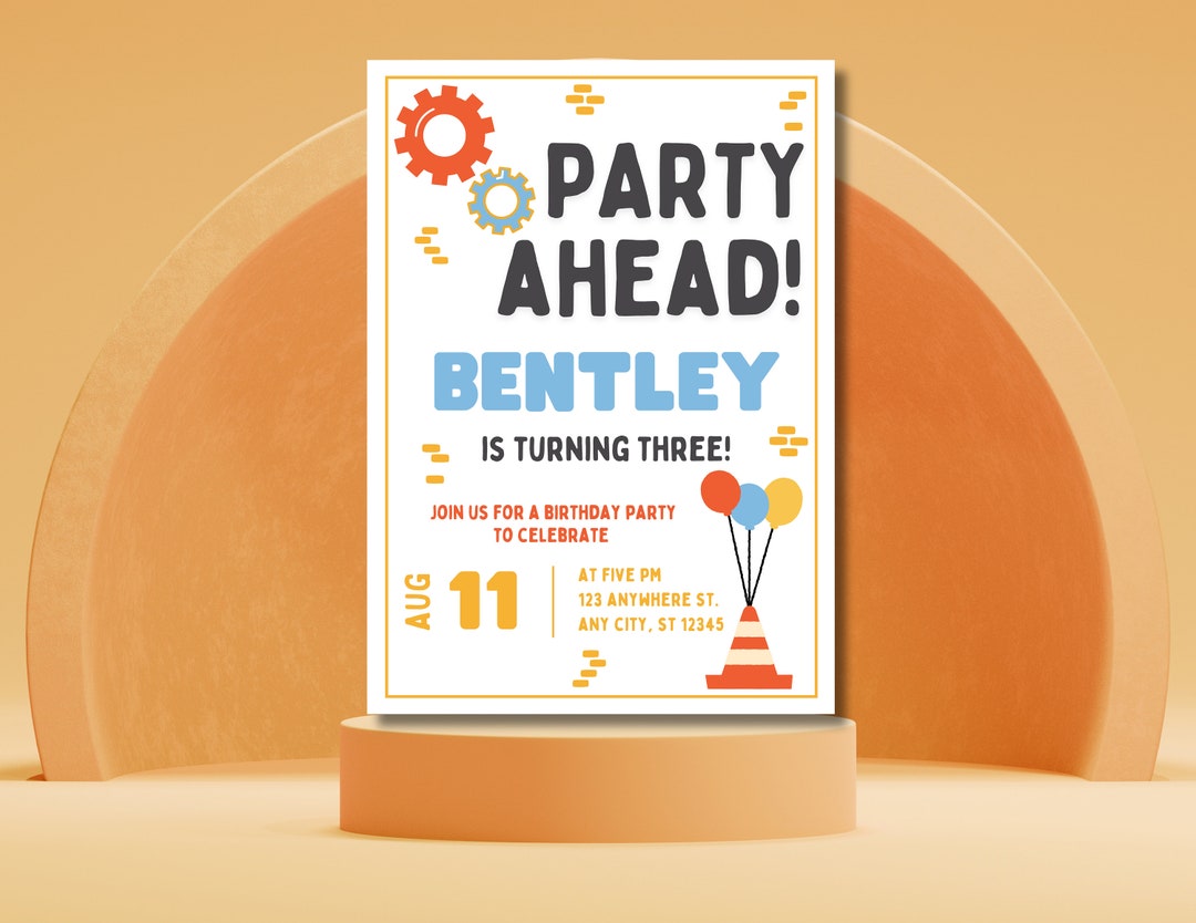 Party Ahead! Construction Birthday Party Invitation - Etsy