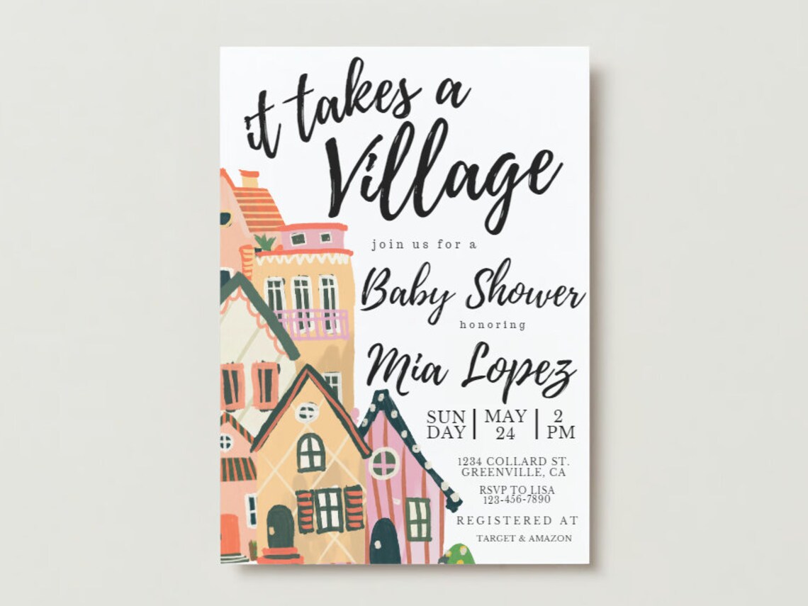 It Takes A Village Baby Shower Invitation - Etsy