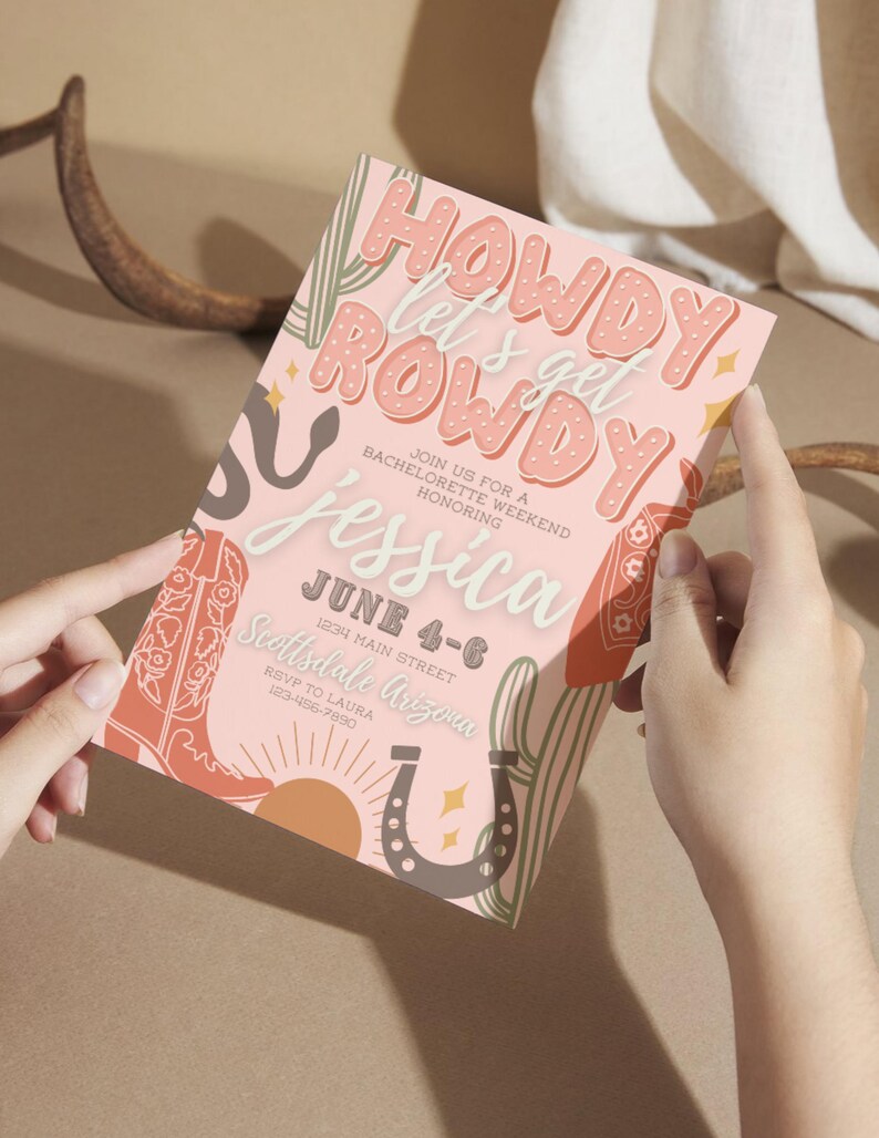 Howdy Let's Get Rowdy | Bachelorette Party Invitation - Etsy