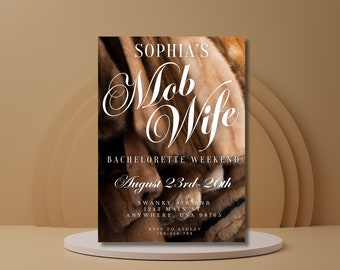 Mob Wife Bachelorette Party Invitation Template Vintage Bachelorette ...