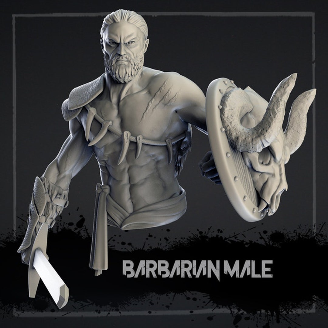 Male Barbarian Bust Dnd Fantasy Bust Character Statue - Etsy