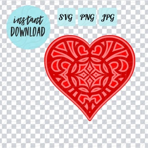 3D Layered Heart SVG, Mandala Heart Svg, Layered Heart Svg, Heart PNG ...