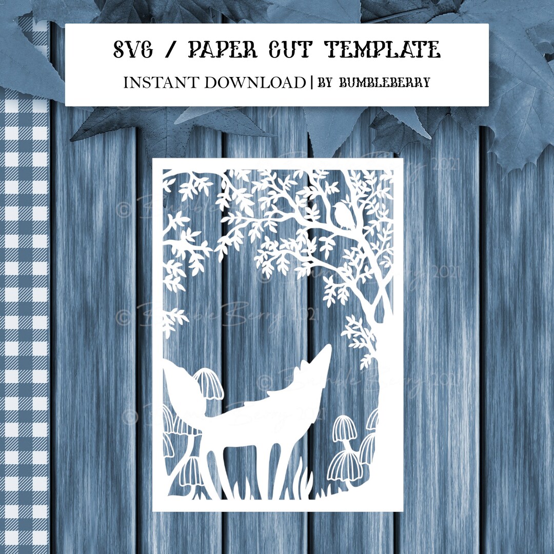 Fox Window Card Template Svg, Wolf or Fox Papercut Svg, Fox Wall Art ...