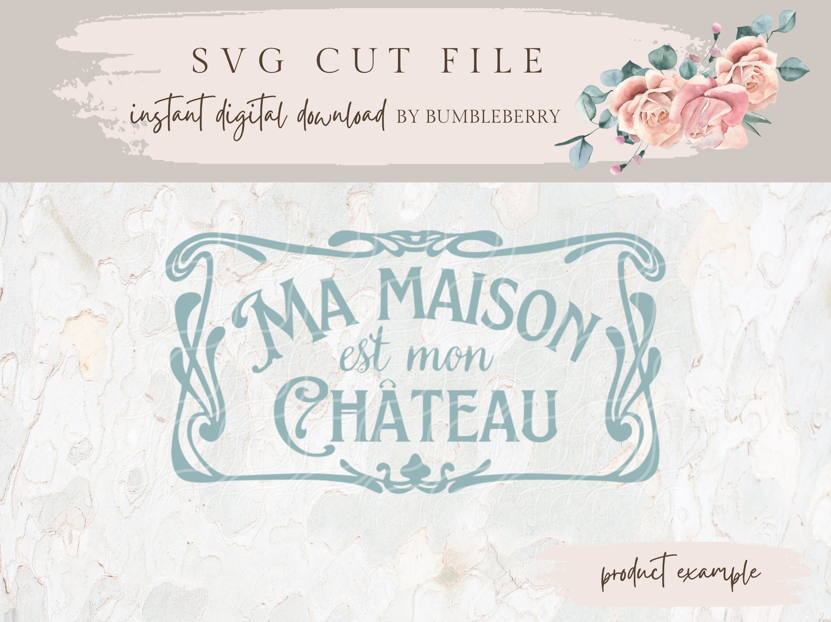 French Sign SVG - French Art Nouveau Home Sign SVG - Country Shabby ...