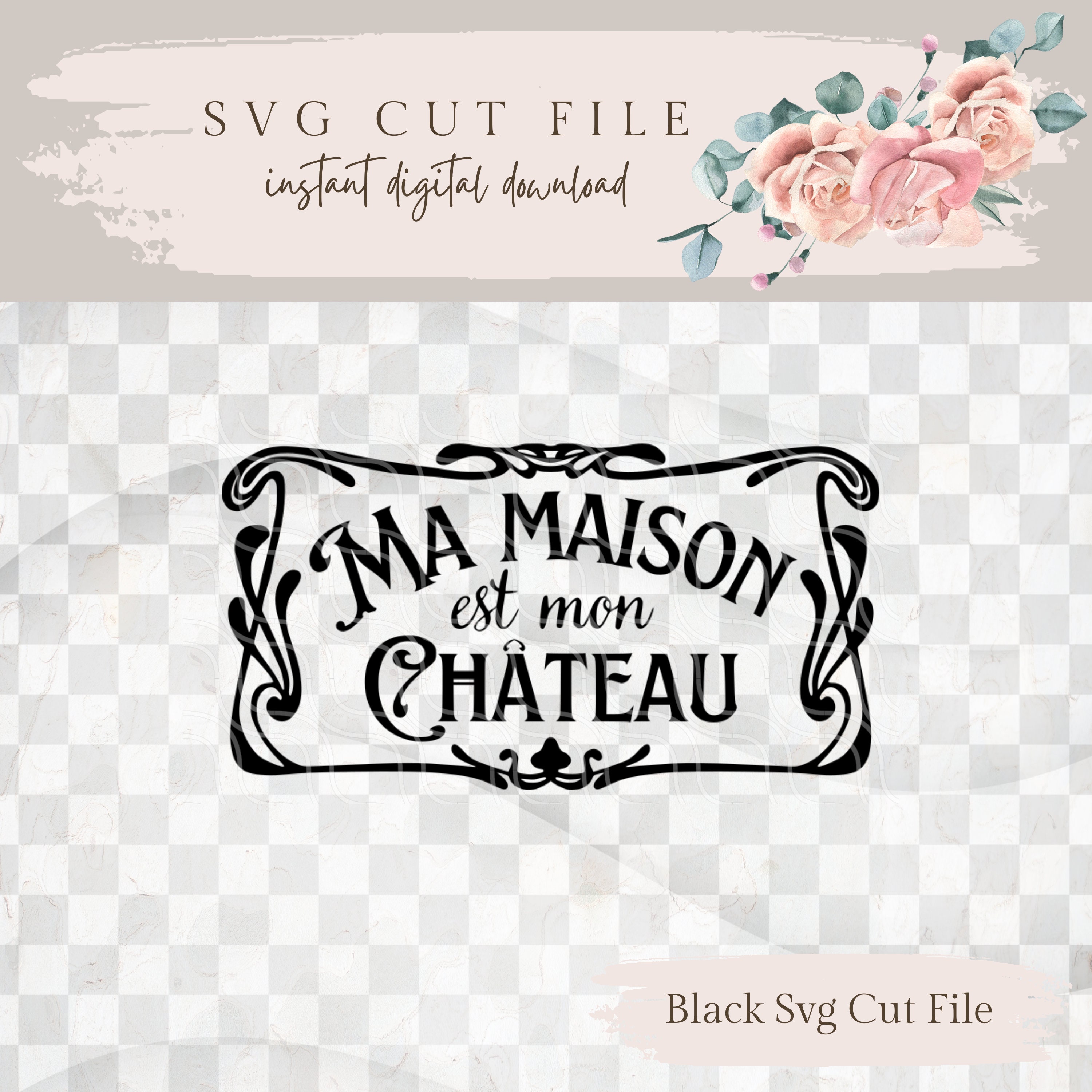 French Sign SVG - French Art Nouveau Home Sign SVG - Country Shabby ...