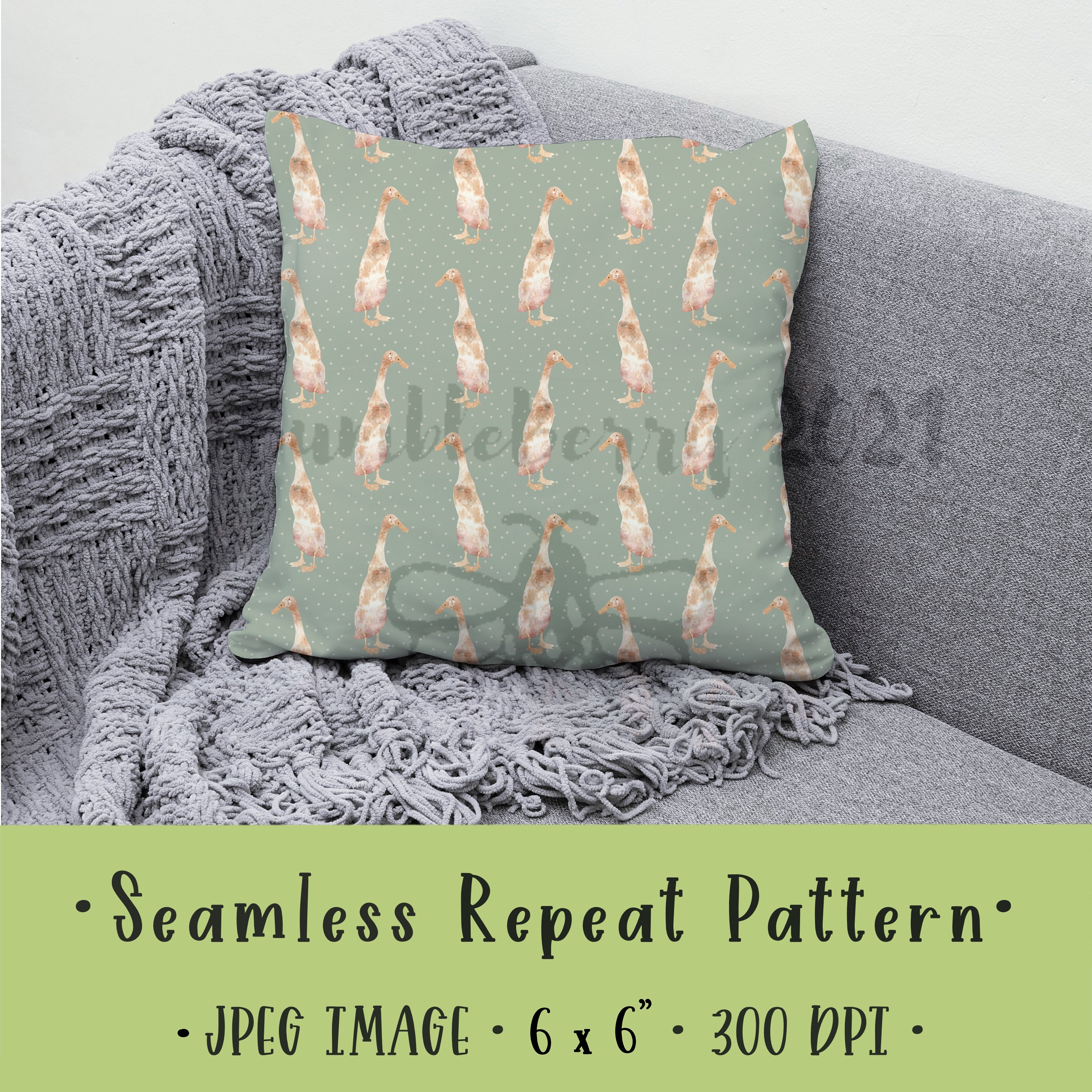 Watercolour Runner Duck Seamless Pattern, Surface Pattern Repeat ...