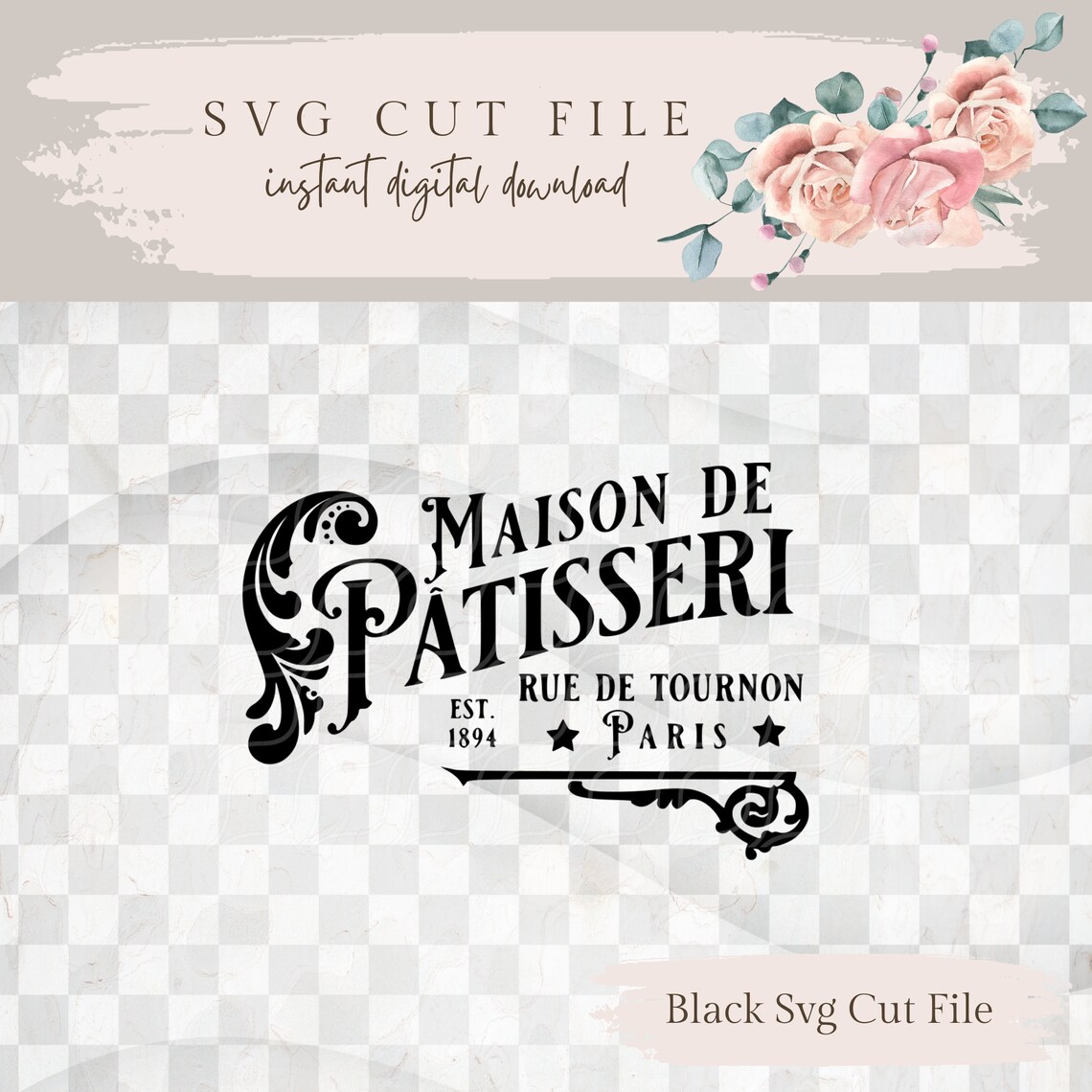 French Sign SVG, Patisserie Svg, Vinyl Cut File, Vintage Label ...