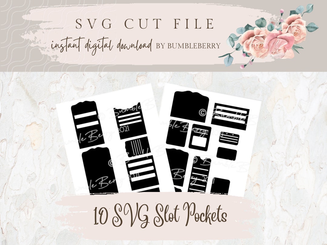 10 SVG Slot Pockets, Digital Junk Journal, Card Making Ephemera ...