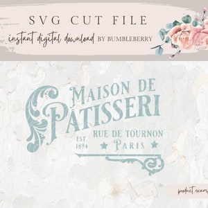 French Sign SVG, Patisserie Svg, Vinyl Cut File, Vintage Label ...