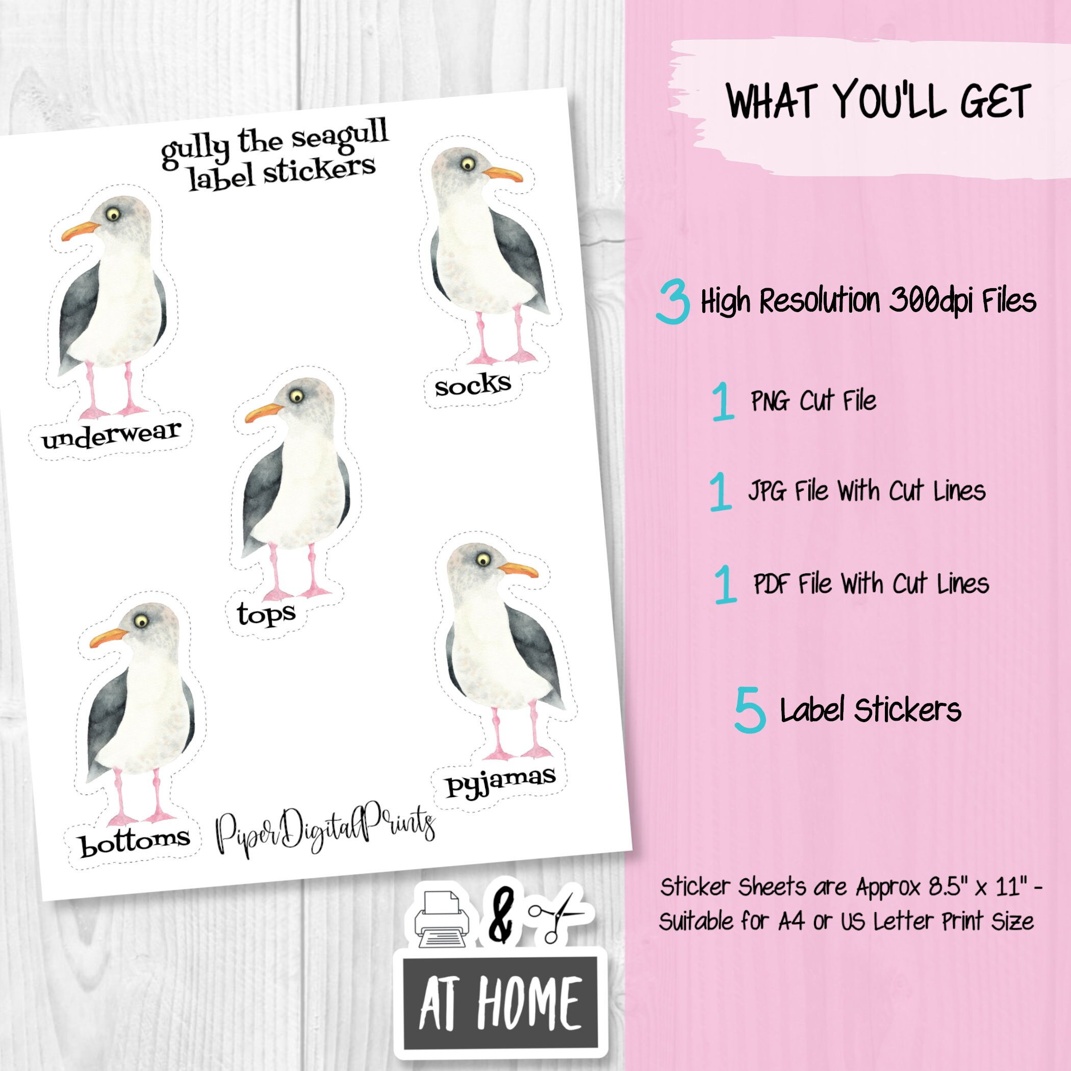 Seagull Nursery Drawer Labels, Printable Labels Clothing Labels Clothes ...