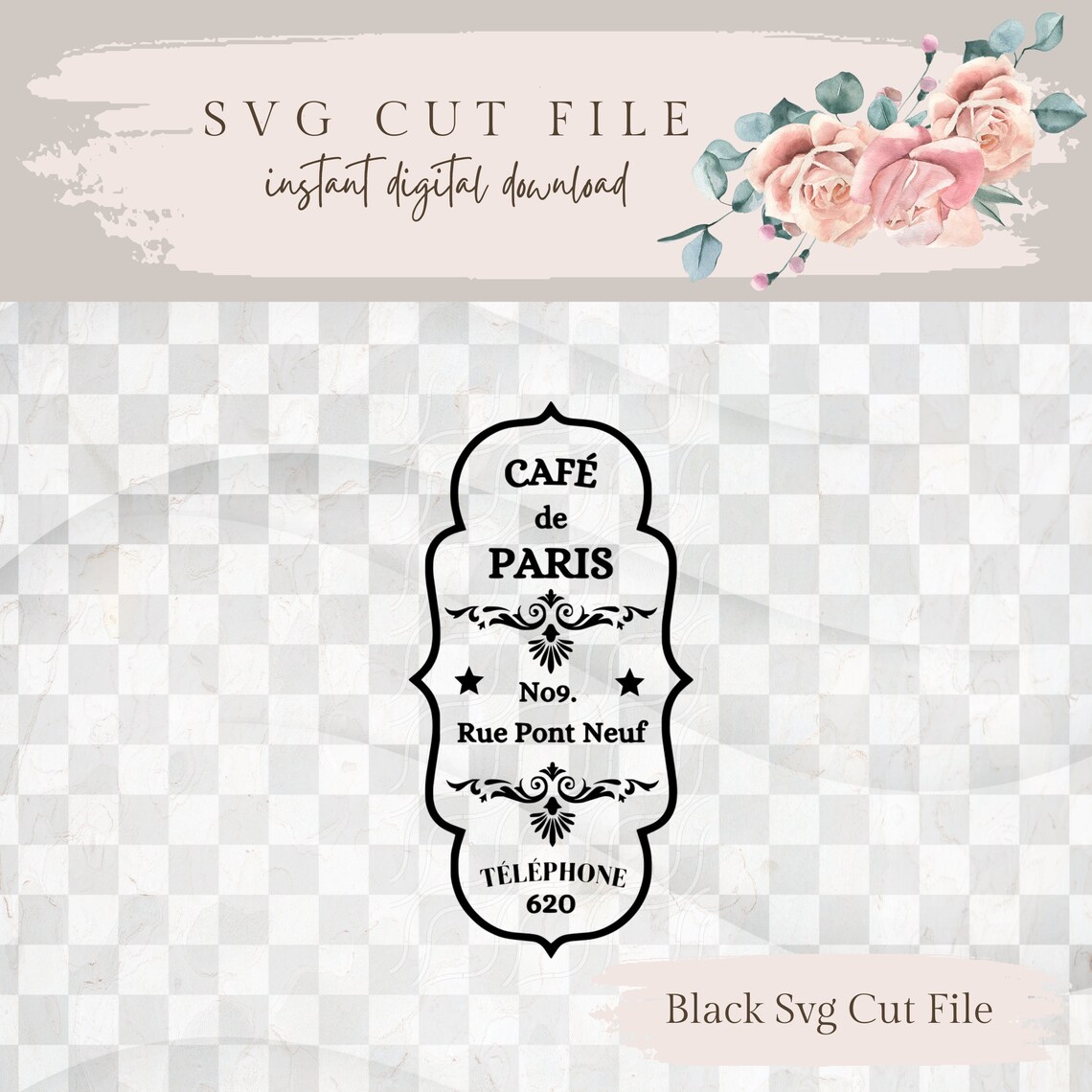 French Sign SVG, Cafe Paris Svg, Vinyl Cut File, Vintage Label ...