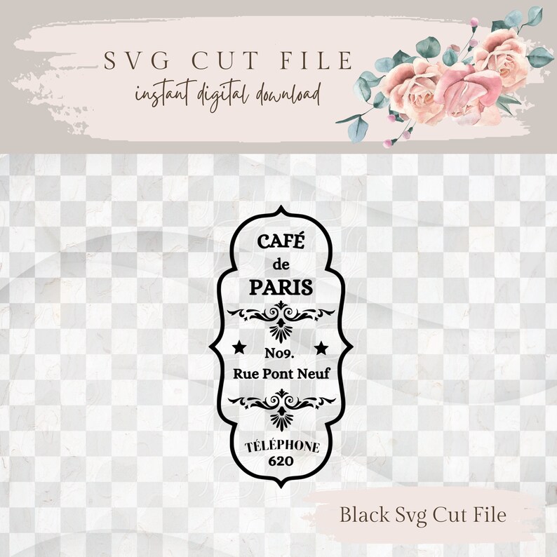 French Sign SVG, Cafe Paris Svg, Vinyl Cut File, Vintage Label ...