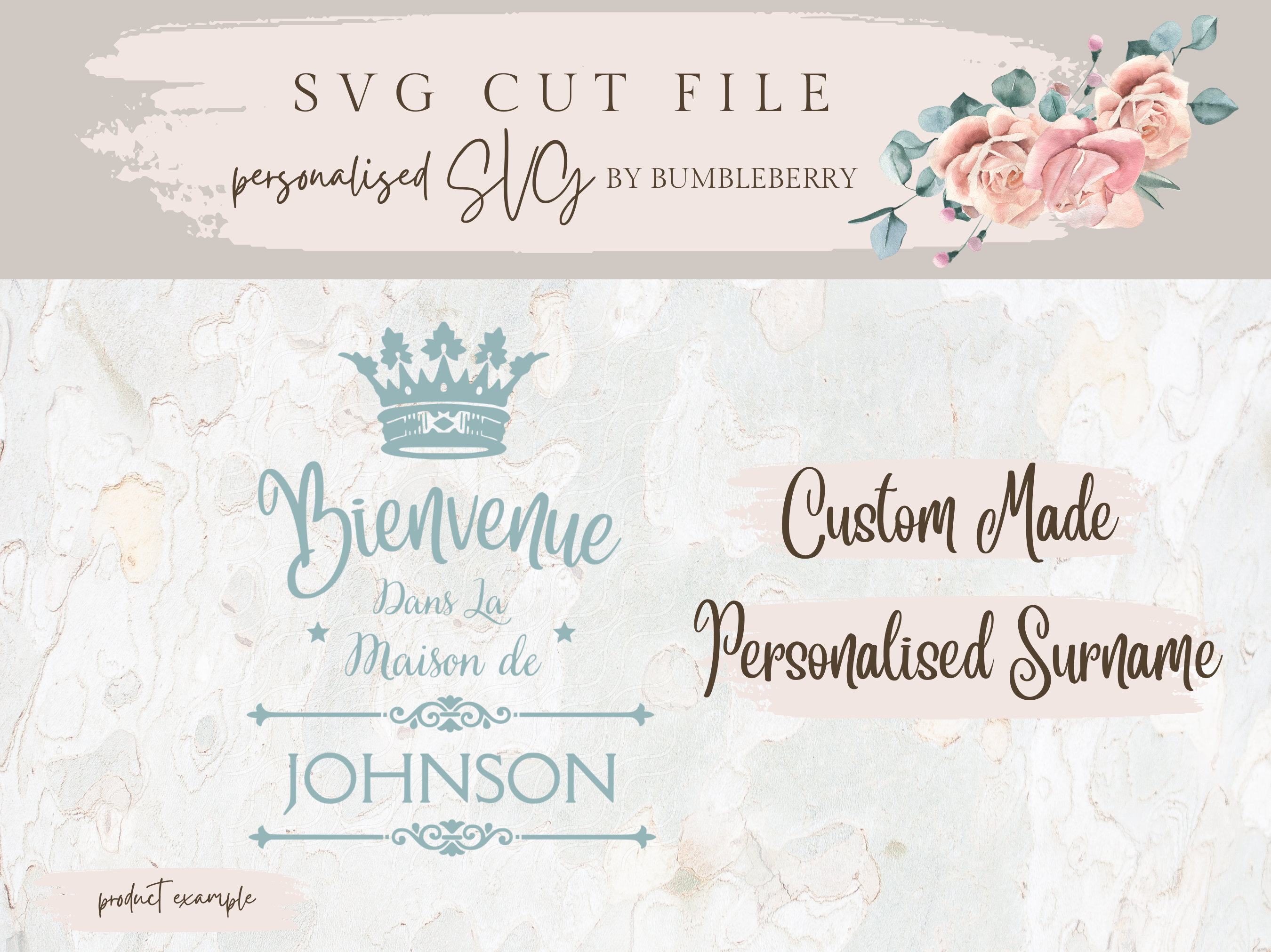 CUSTOM Surname French Home Sign SVG - French Welcome to Our House - Cut ...