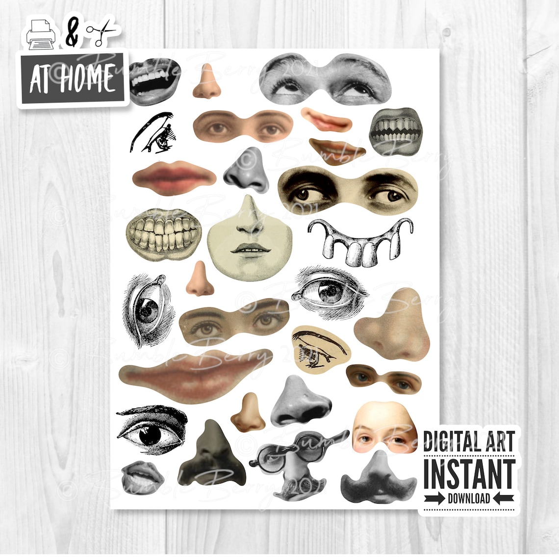Funny Faces Paper Doll Ephemera Jpg Collage Sheets Vintage - Etsy