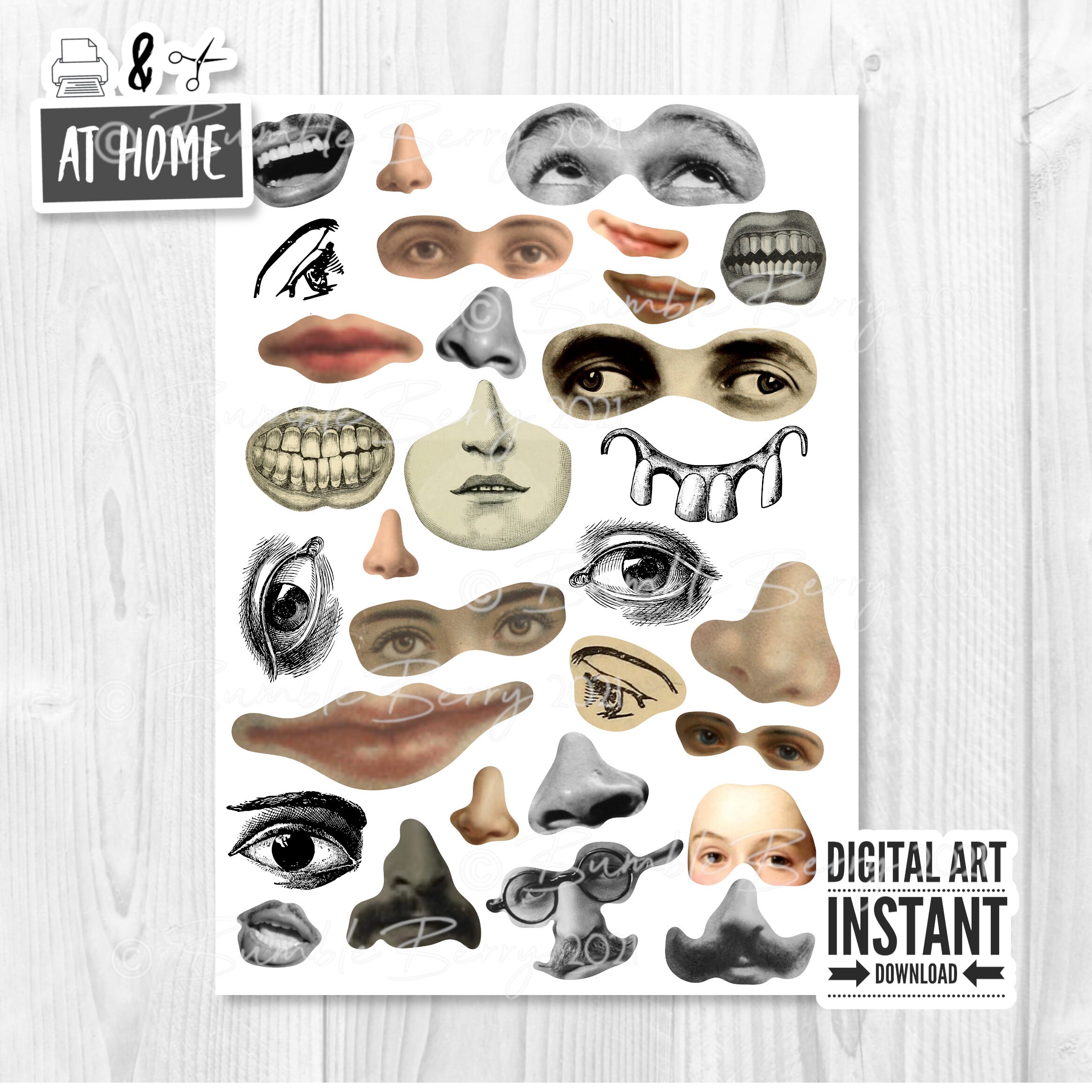 Funny Faces, Paper Doll Ephemera Jpg, Collage Sheets, Vintage Photos ...