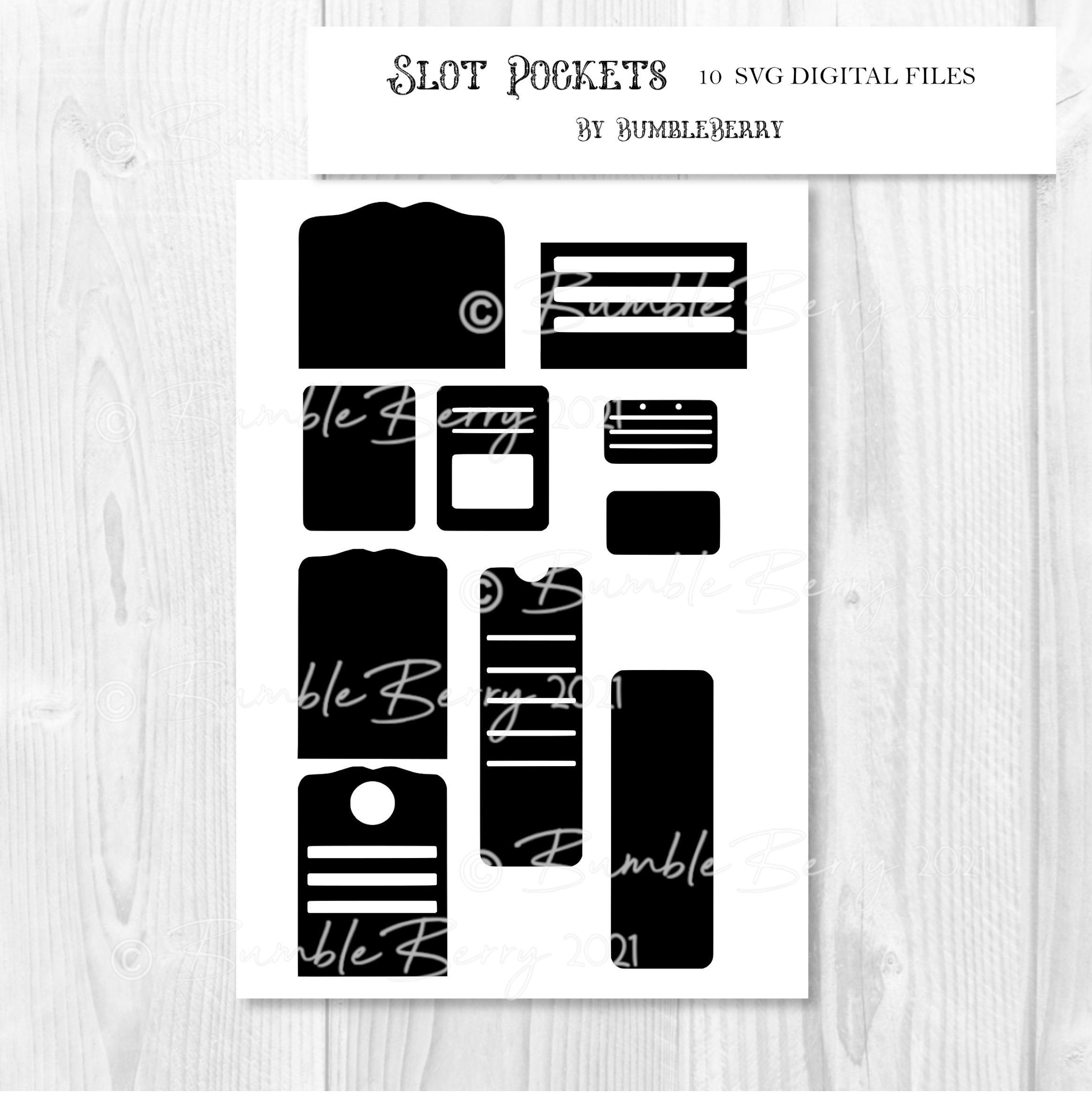 10 SVG Slot Pockets, Digital Junk Journal, Card Making Ephemera ...