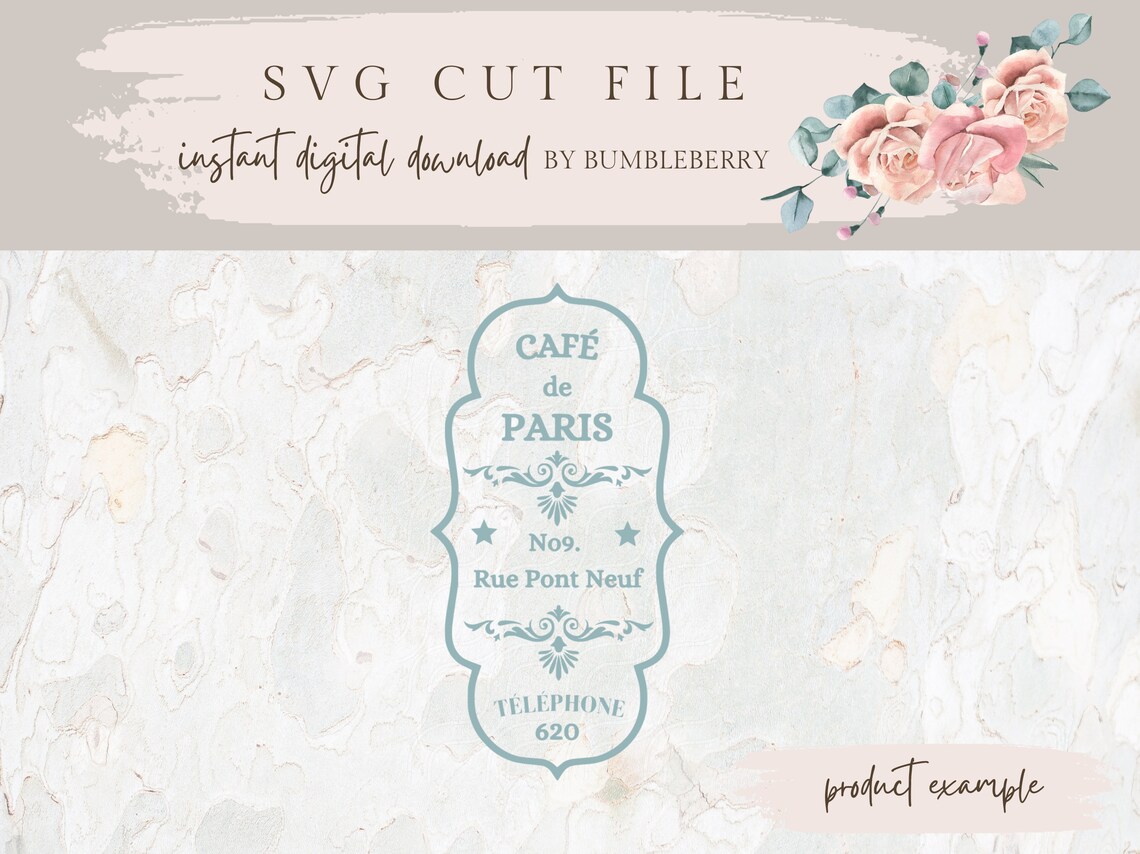 French Sign SVG, Cafe Paris Svg, Vinyl Cut File, Vintage Label ...