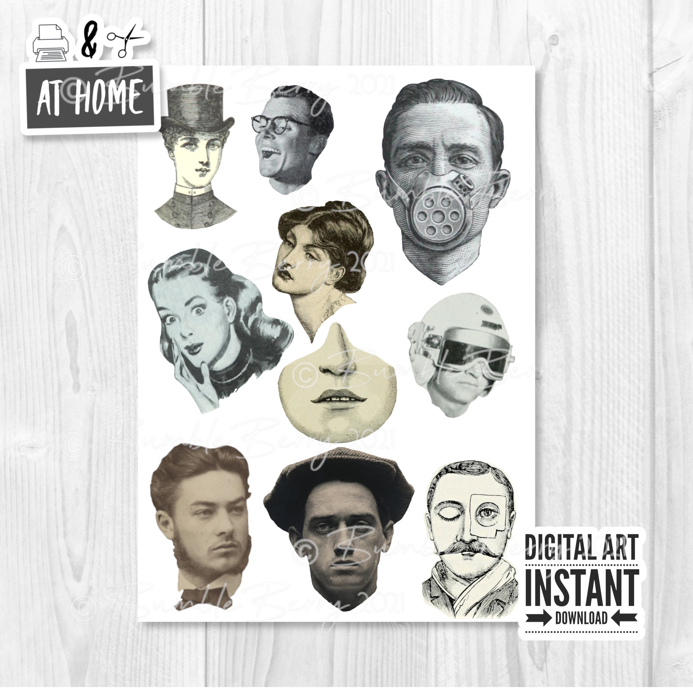 Funny Faces, Paper Doll Ephemera Jpg, Collage Sheets, Vintage Photos ...