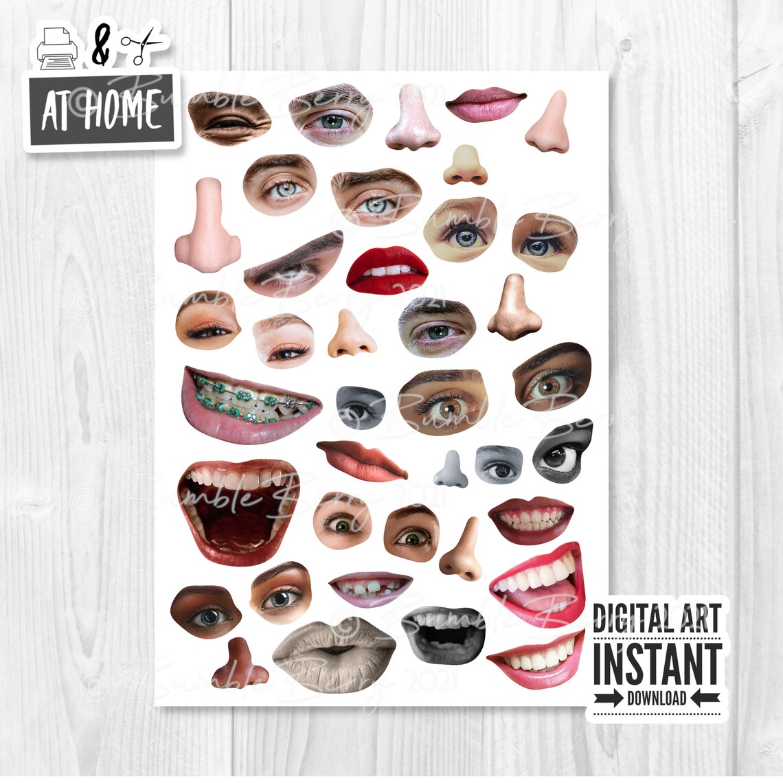 Funny Faces Paper Doll Ephemera Jpg Collage Sheets Vintage - Etsy