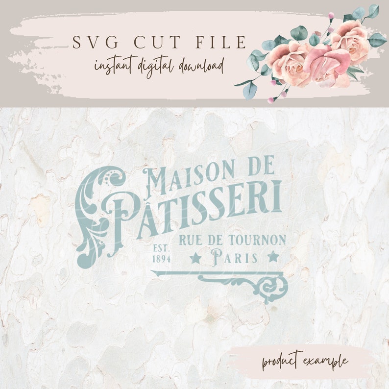 French Sign SVG, Patisserie Svg, Vinyl Cut File, Vintage Label ...