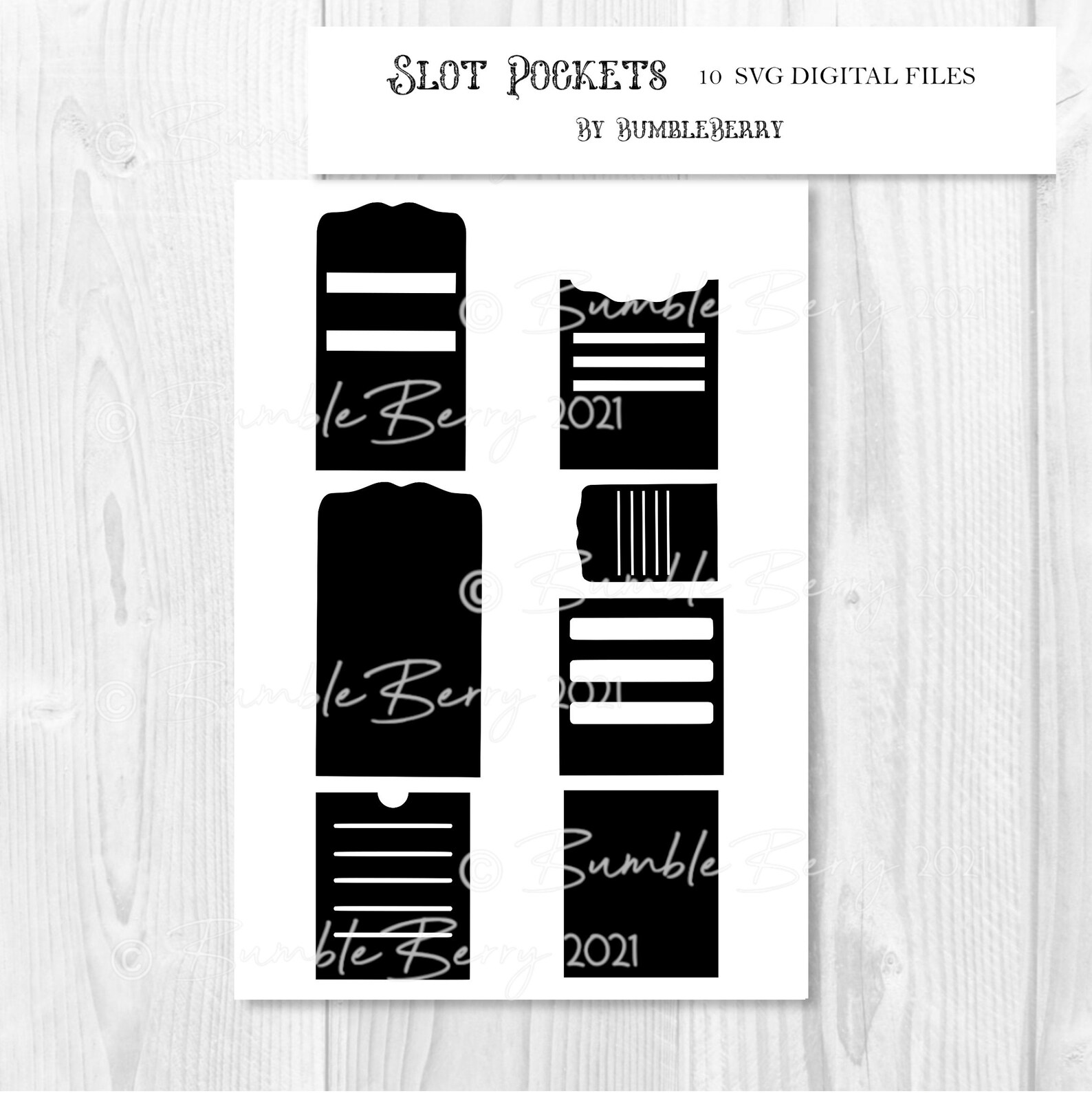 10 SVG Slot Pockets, Digital Junk Journal, Card Making Ephemera ...