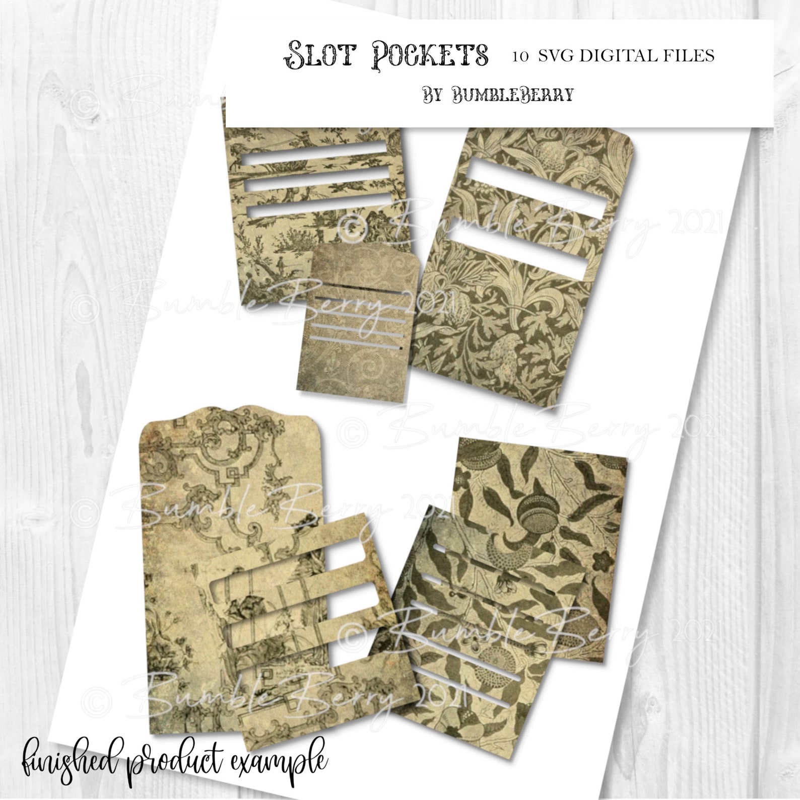 10 SVG Slot Pockets, Digital Junk Journal, Card Making Ephemera ...