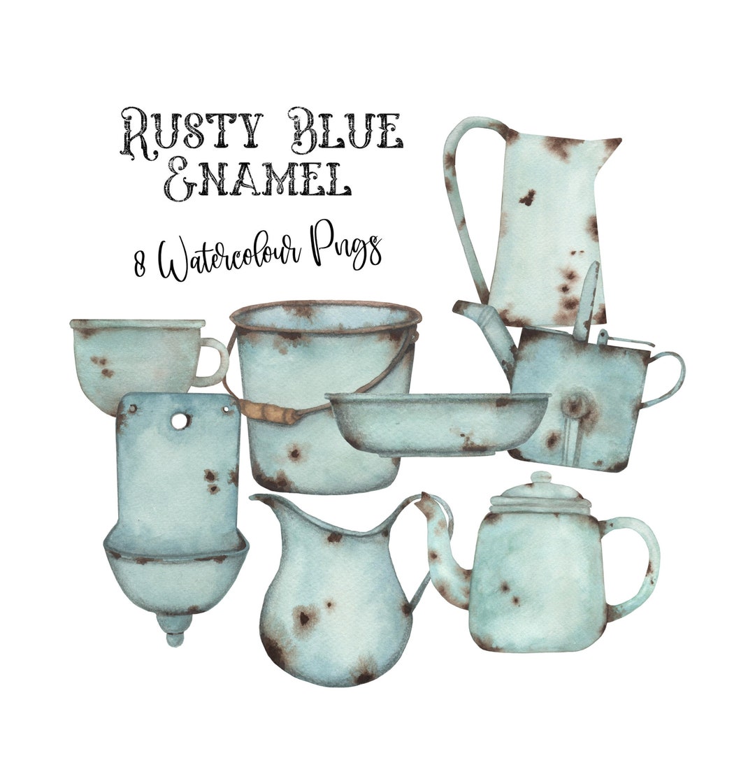 Digital Download, Rusty Blue Enamel, Rusty Enamel, French Clip Art ...