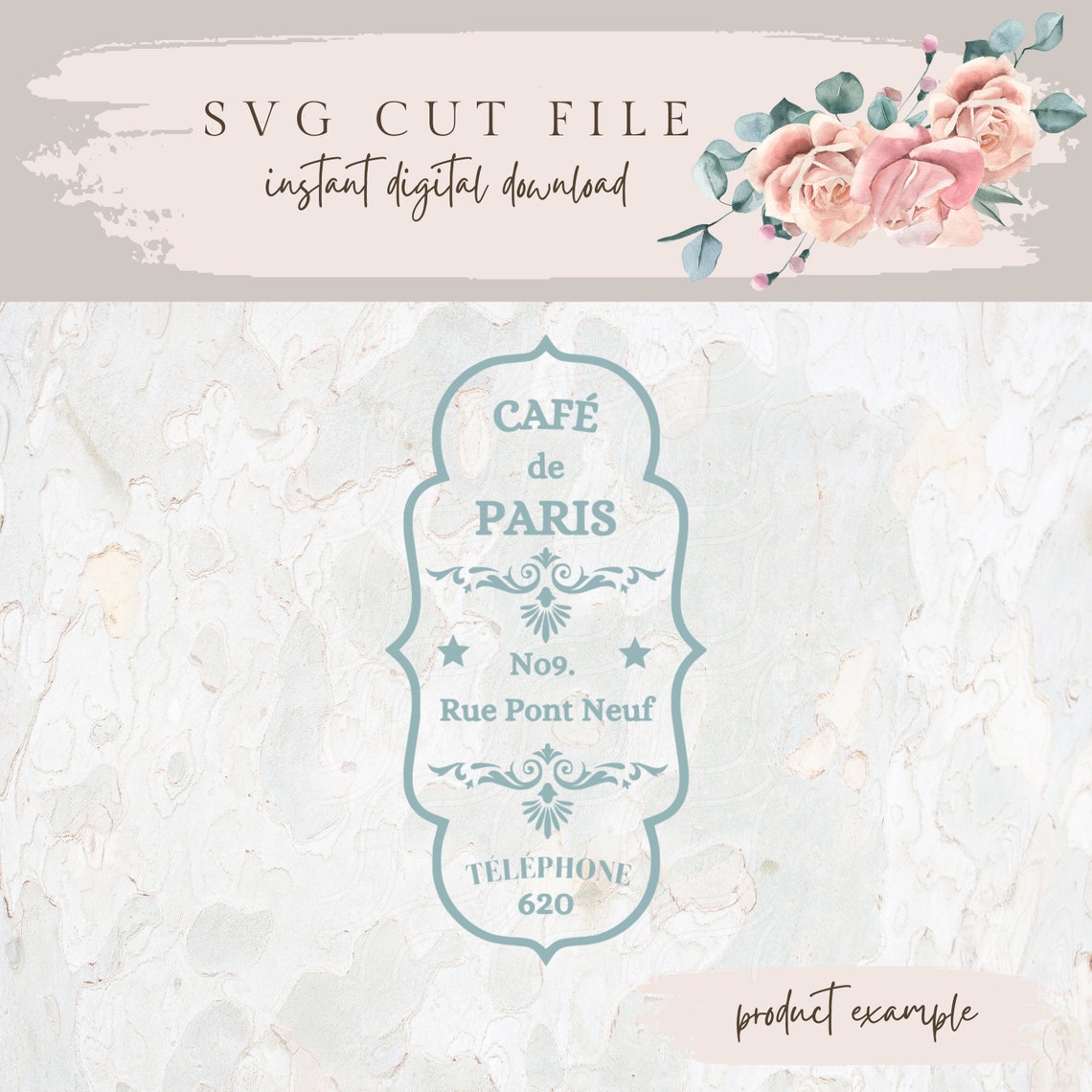 French Sign SVG, Cafe Paris Svg, Vinyl Cut File, Vintage Label ...