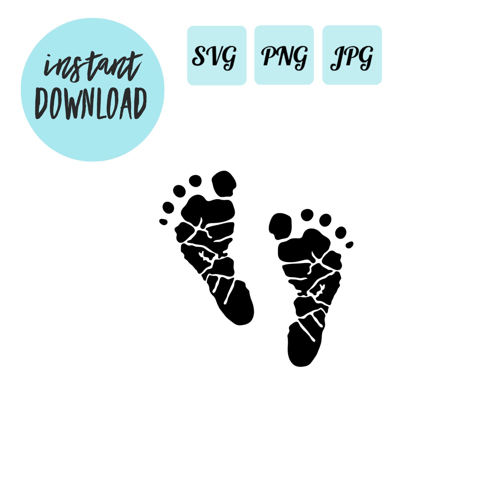 Footprints Clip Art, Baby Footprints SVG, Baby Footprints PNG, Digital ...
