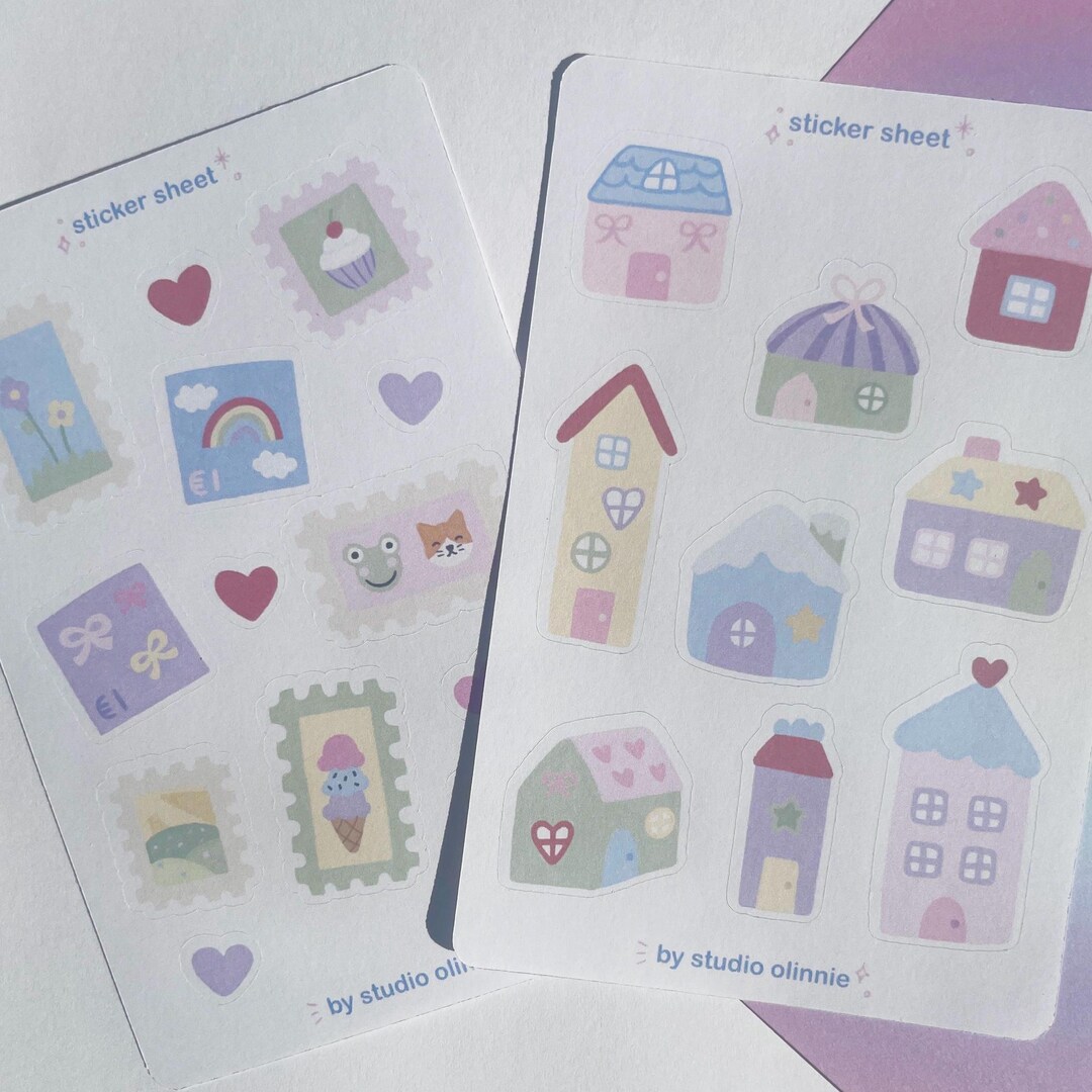 Happy Houses & Silly Stamps Cute Sticker Sheets - Etsy