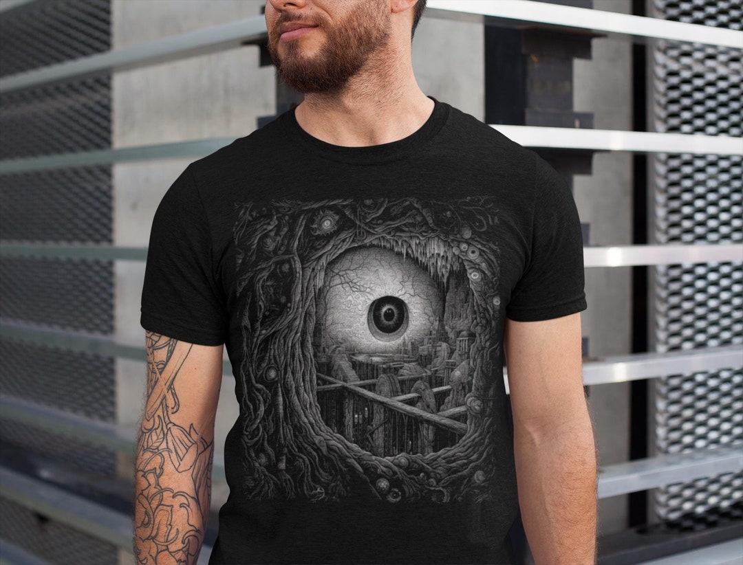 Dark Architecture Tshirt, Dystopian City Shirt, Psychedelic Eye Tee - Etsy