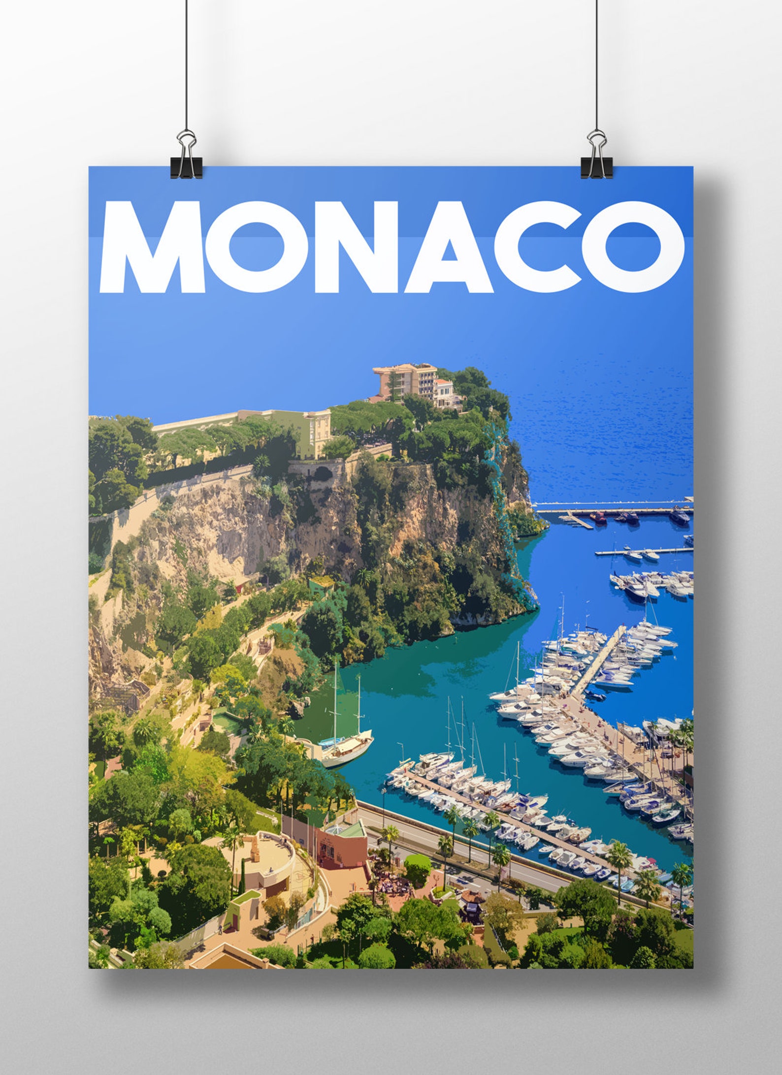 Monaco 18x24 Famous Landmark Print Vintage Poster - Etsy
