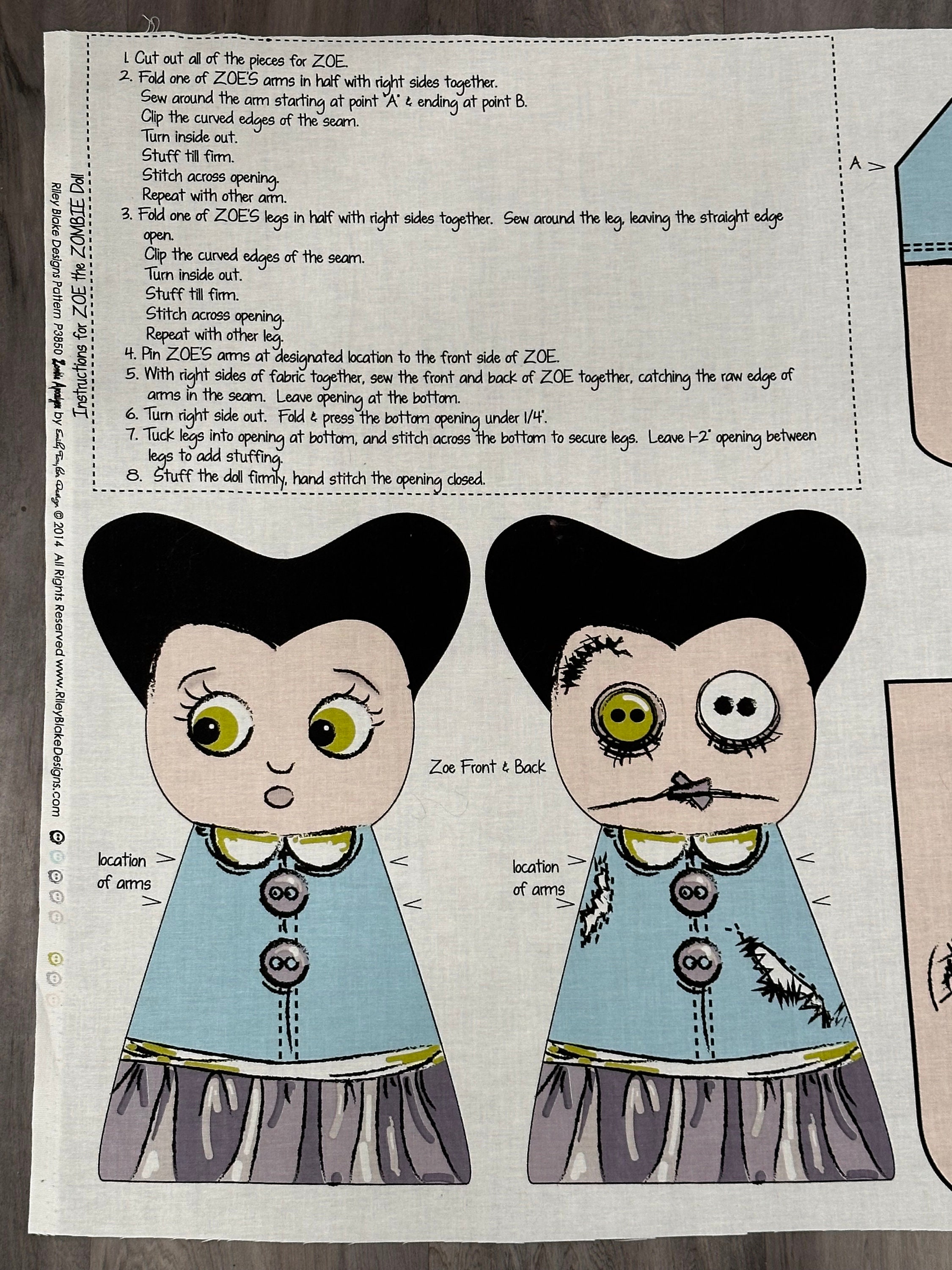 Riley Blake Panel-zoe Zombie & Bones the Undead Dog-emily Taylor Design ...