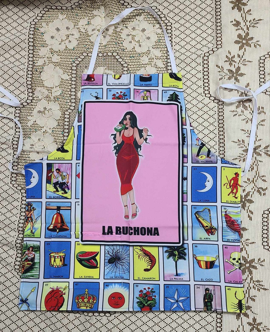 La Buchona Apron, Mexican Bingo Apron, Loteria Apron - Etsy