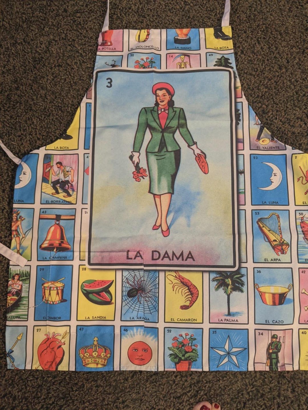 La Dama Apron, Mexican Bingo Apron, Loteria Apron - Etsy