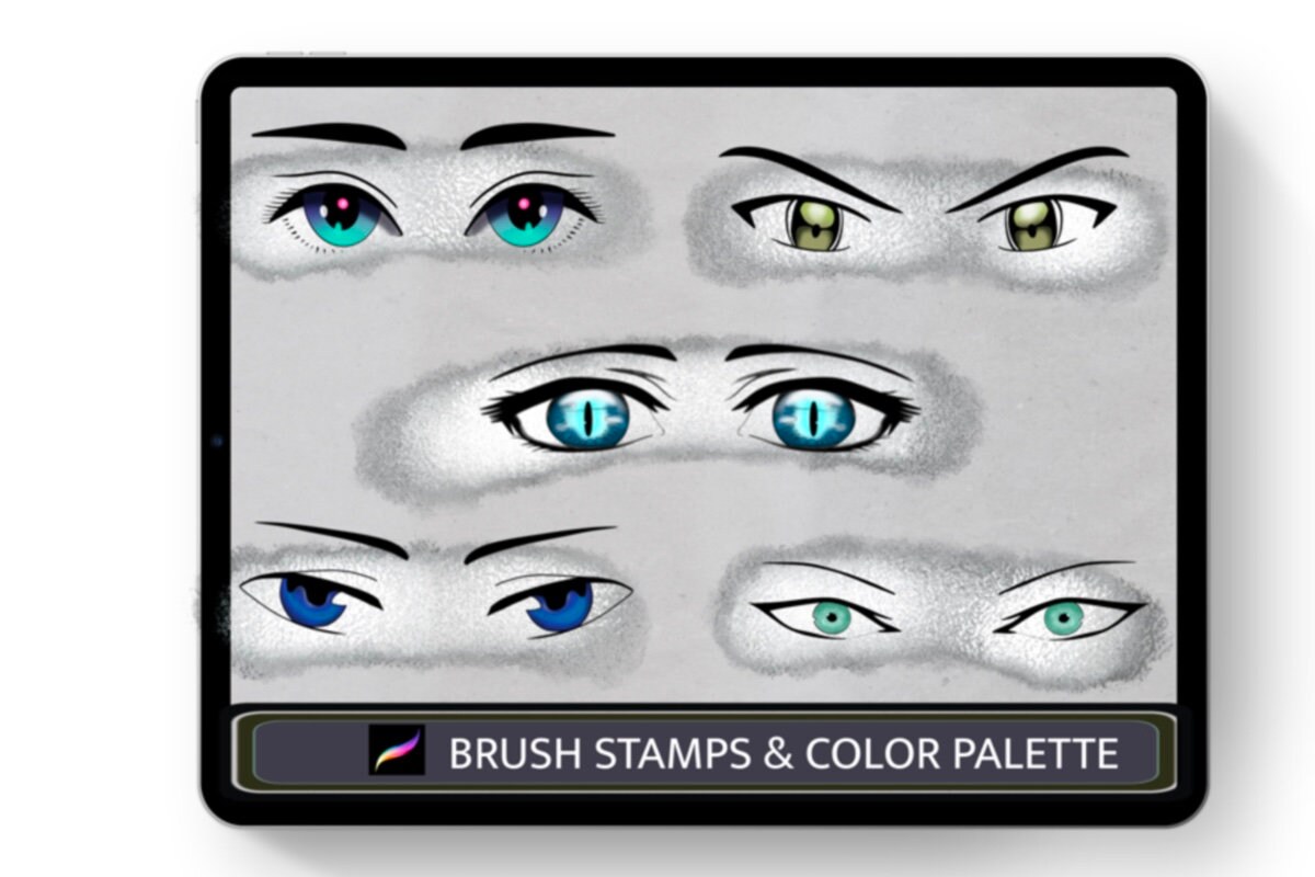 Manga Eye 30 Stamp ,procreate Brush ,30 Eye Color Palette,eye Doodle ...