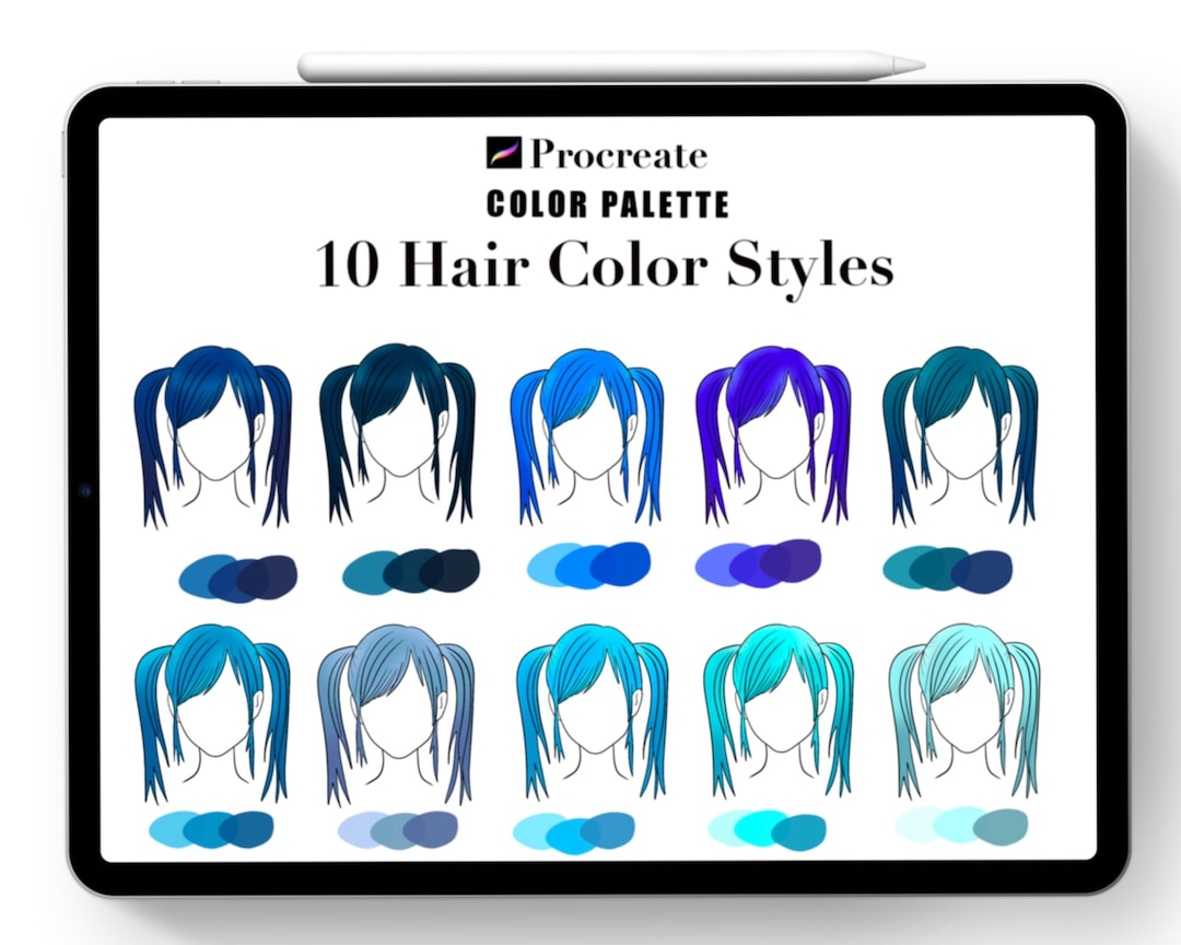 Blue Shade Hair Color, Procreate Color Palette,hair Blending,hair ...