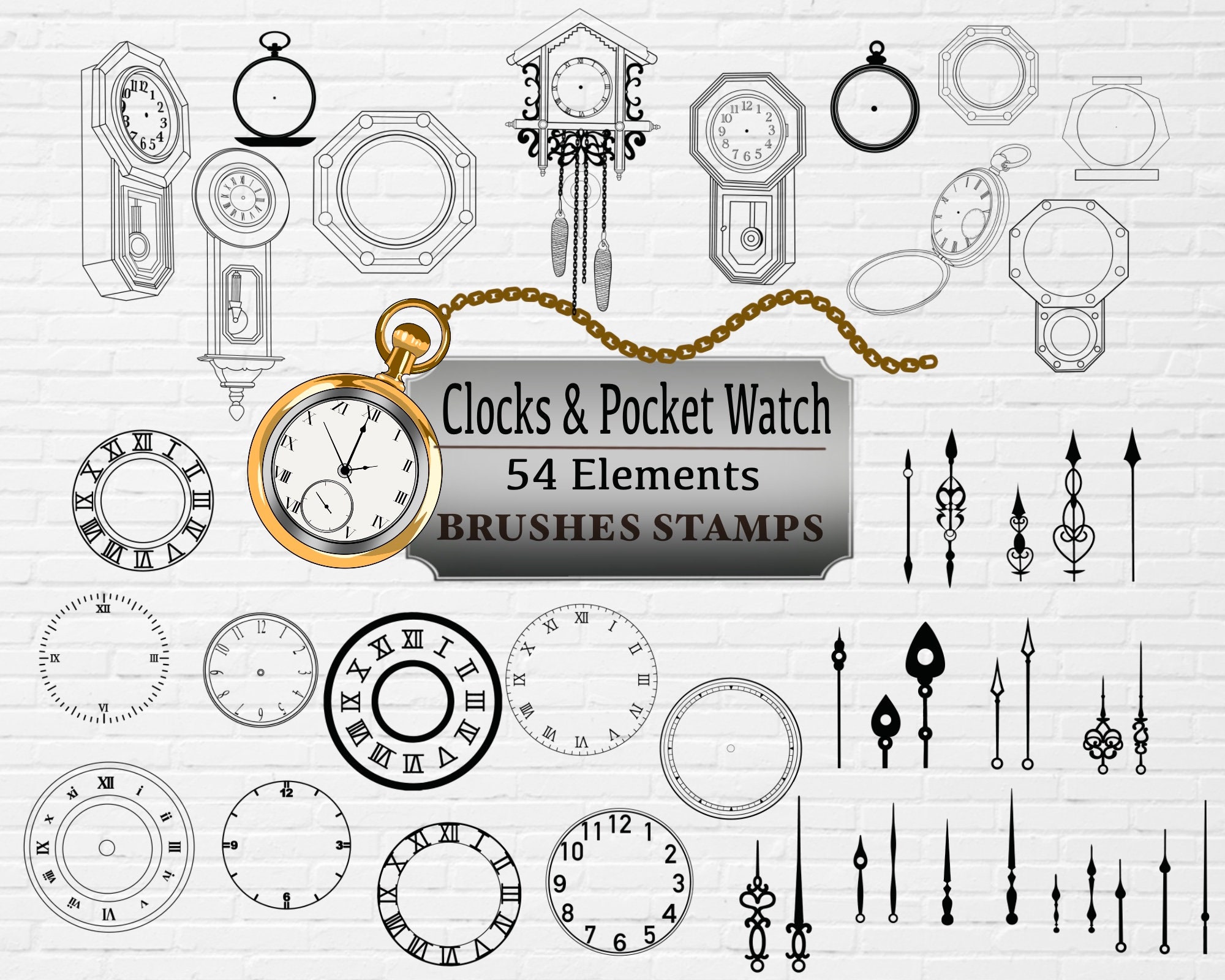 Clock Procreate,builder,procreate Brush Stamps,clock Design,clock ...