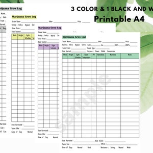 Cannabis Grow Log Weekly/marijuana Grow Journal,monthly and Marijuana ...