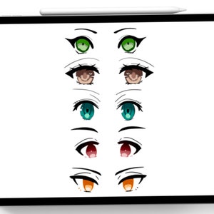 Procreate Brush 25 Manga Eye Stamp and 30 Eye Color Palette,hand Drawn ...