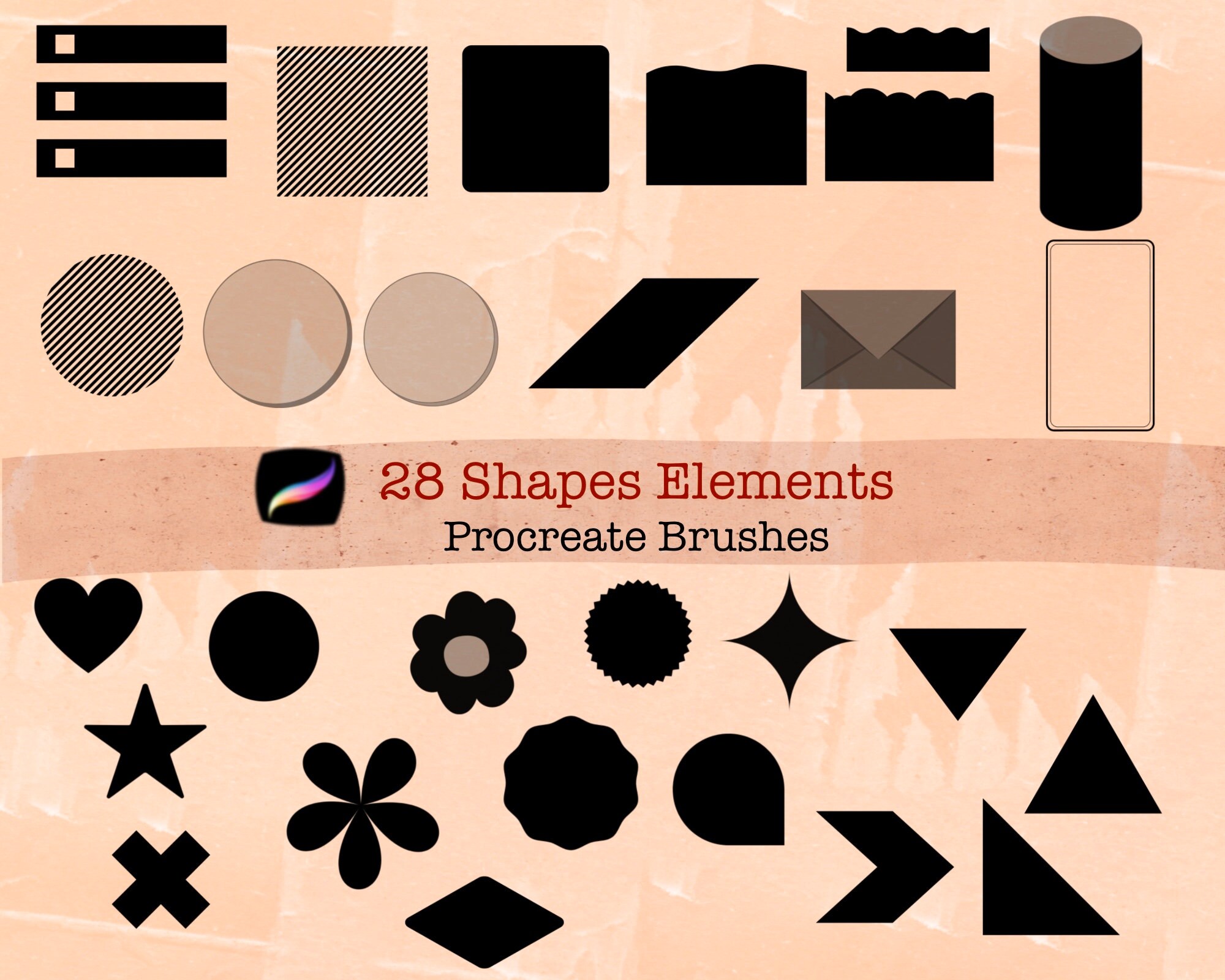 Procreate Stamps Set 100 Brushes Shapes,geometric Shapes,elements Stamp ...