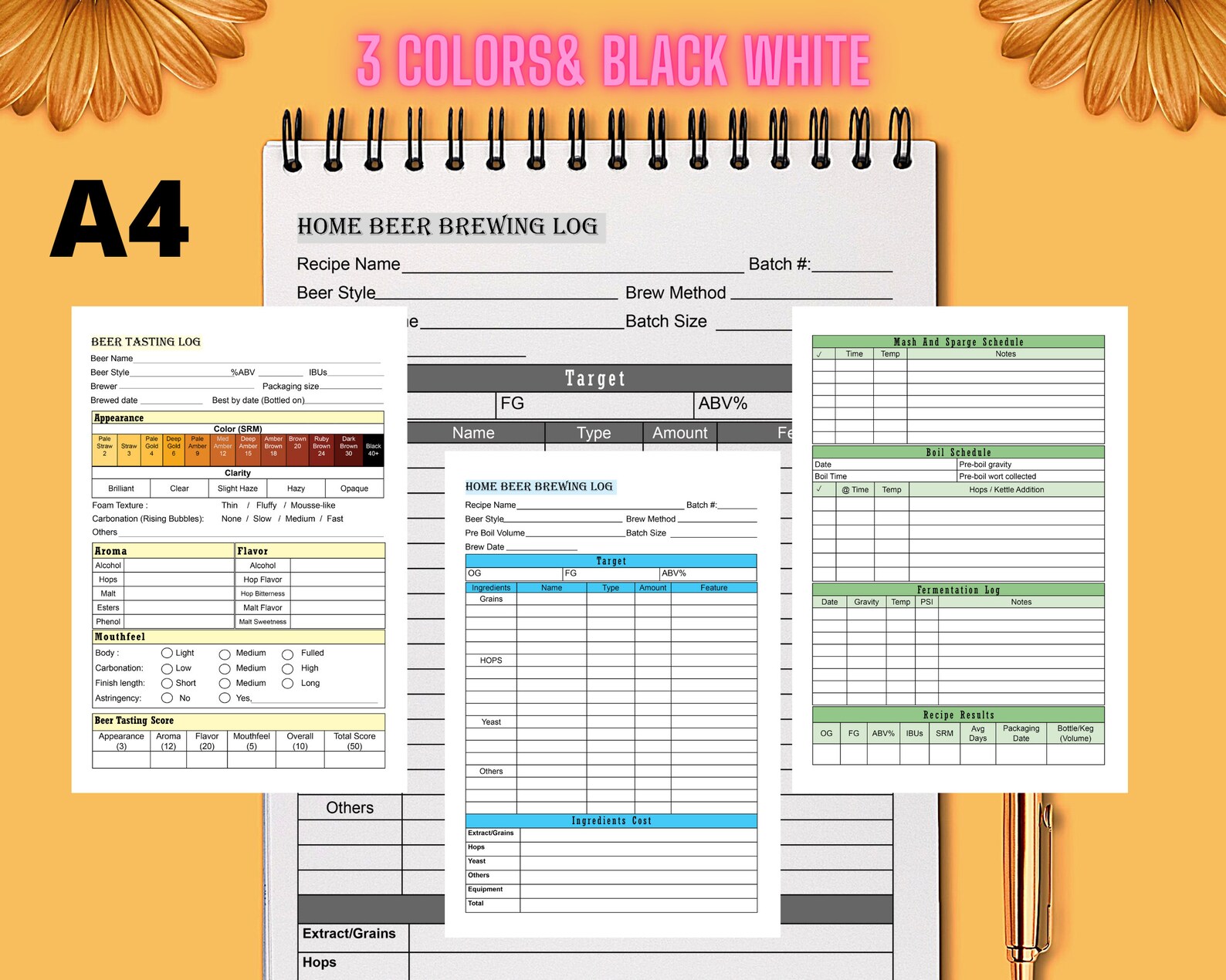 Beer Brewing Journal-craft Beer Recipes Log and Review Beer Tasting ...